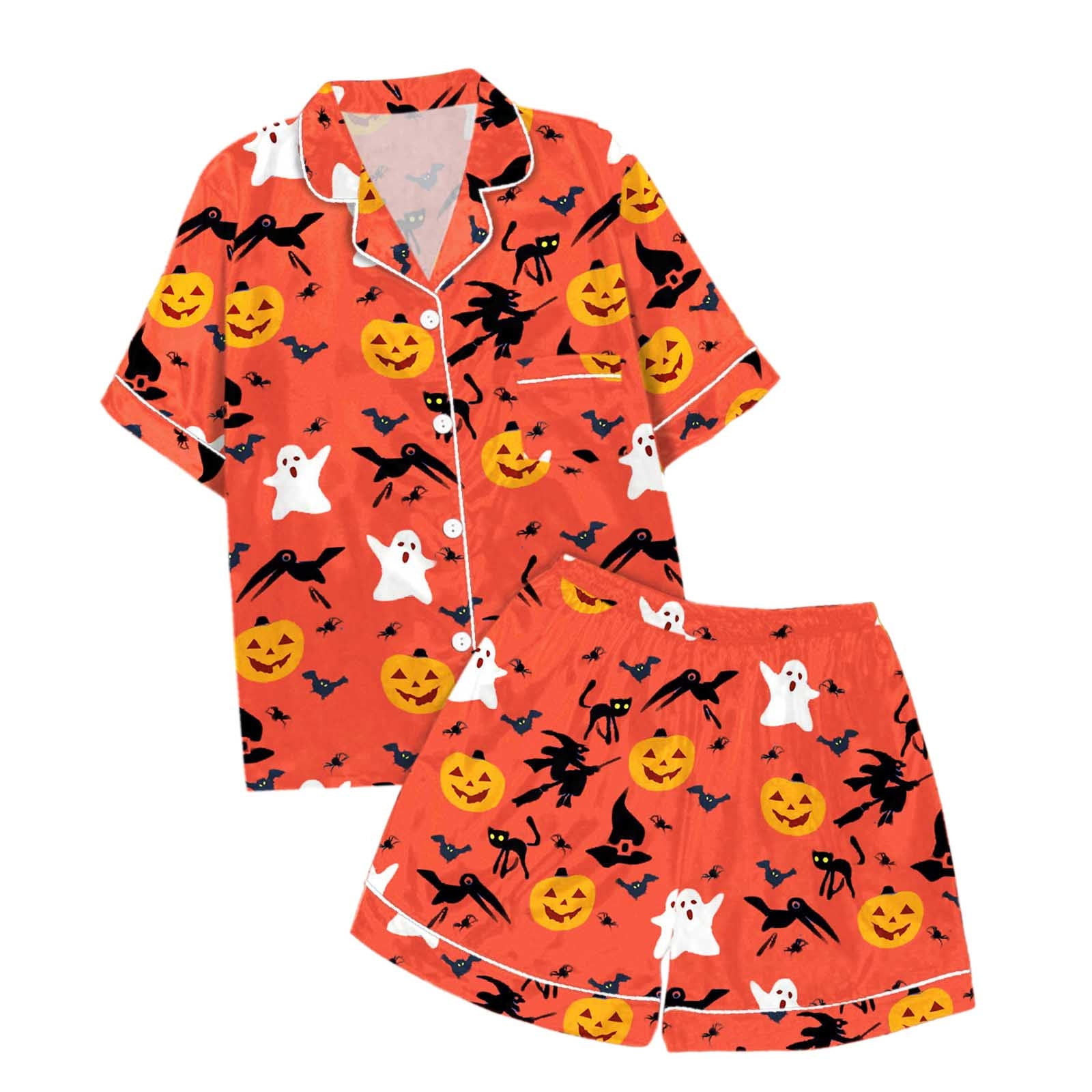 Utlike Girls Halloween Pajamas Set Button-Up Classic Collar Short ...