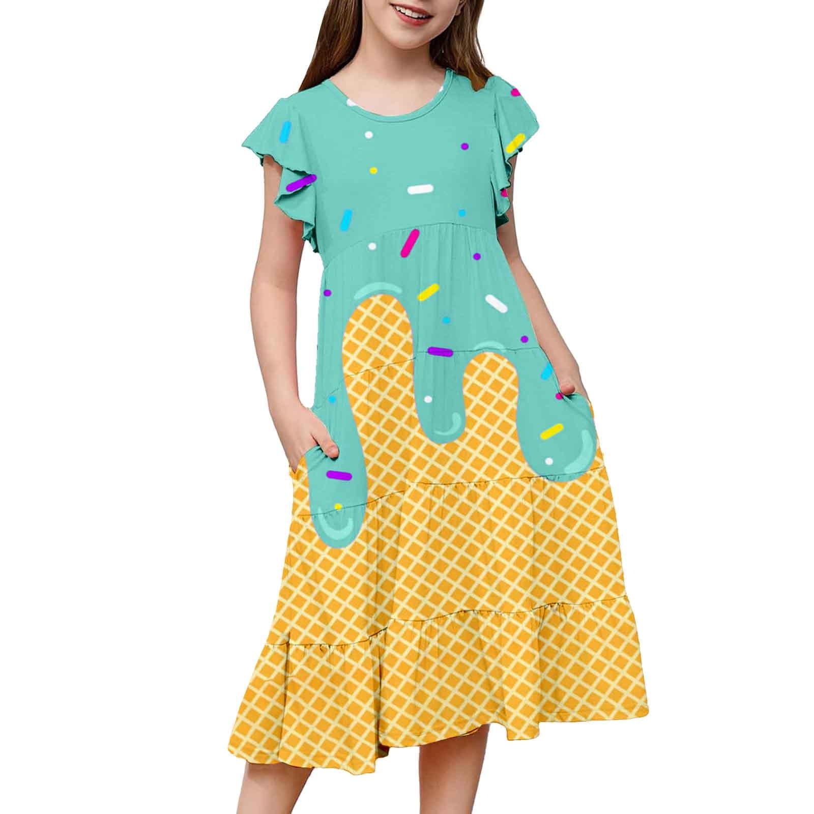 Utlike Girls Ice Cream Dresses Butterbutterfly Sleevess Holiday Party ...
