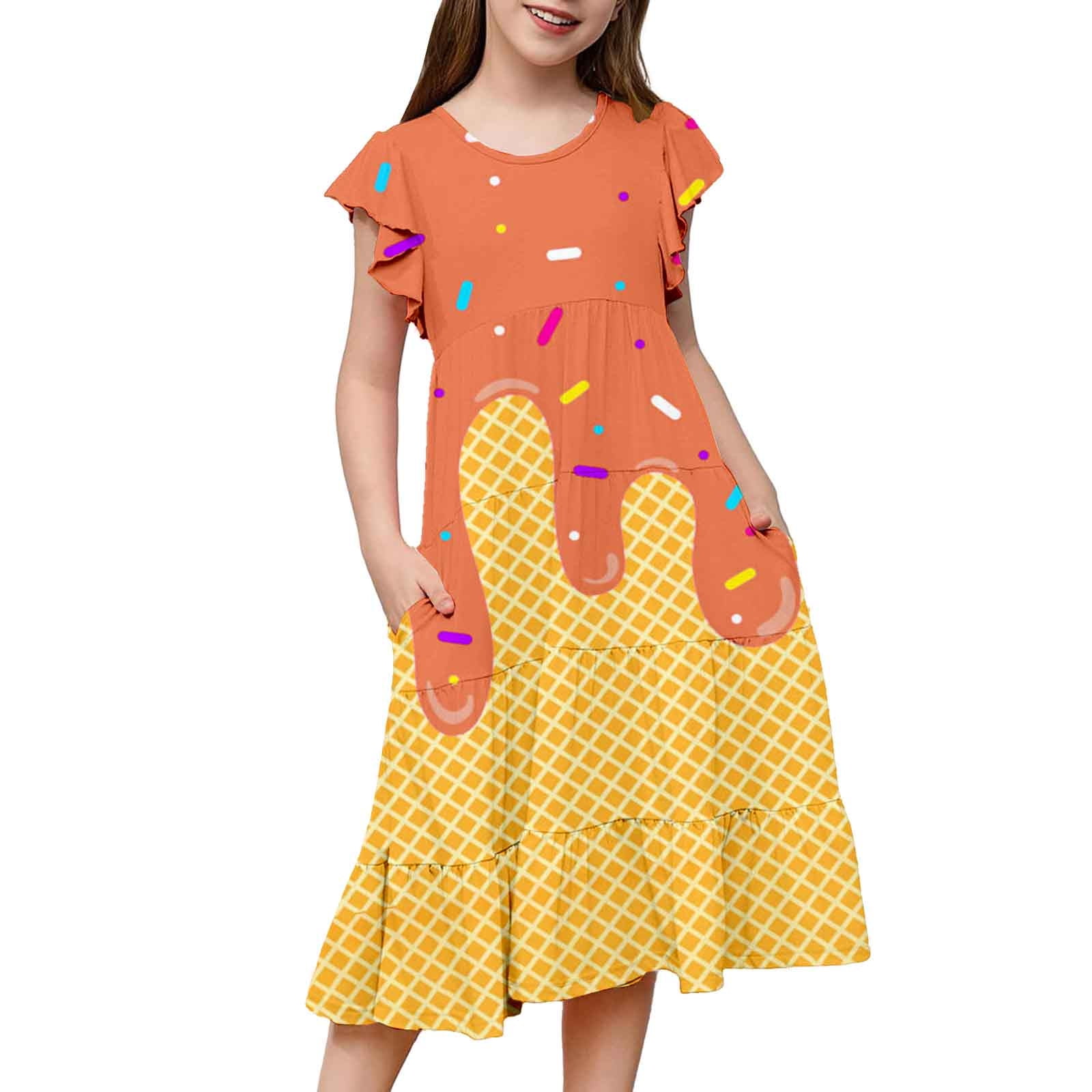 Utlike Girls Ice Cream Dresses Butterbutterfly Sleevess Holiday Party ...