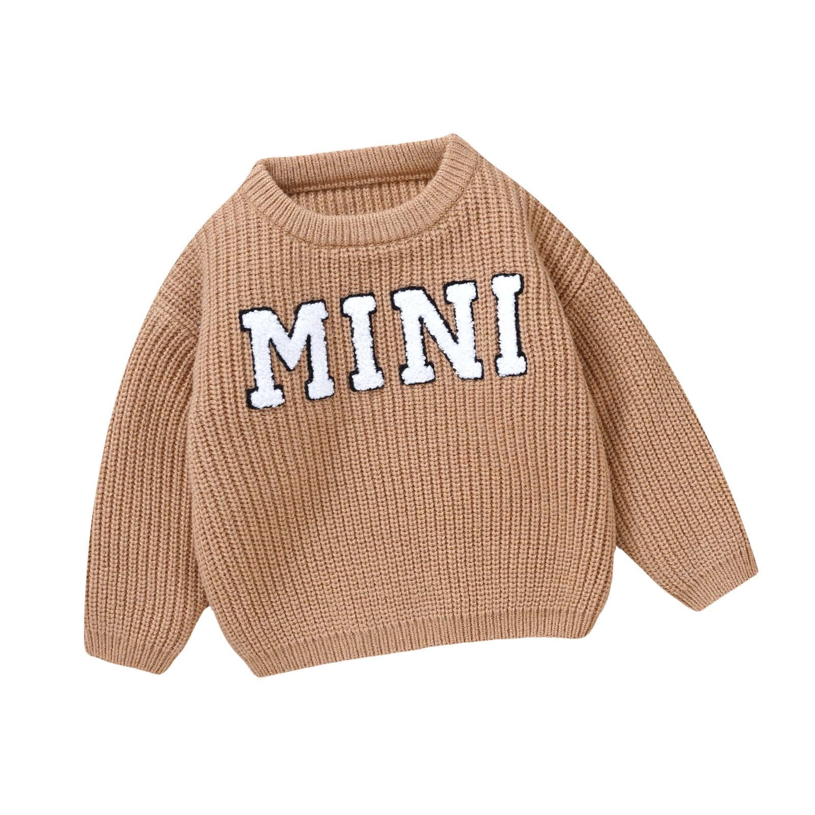 Utlike Girls Knit Sweater Toddler Letter Embroidery Long Sleeve ...
