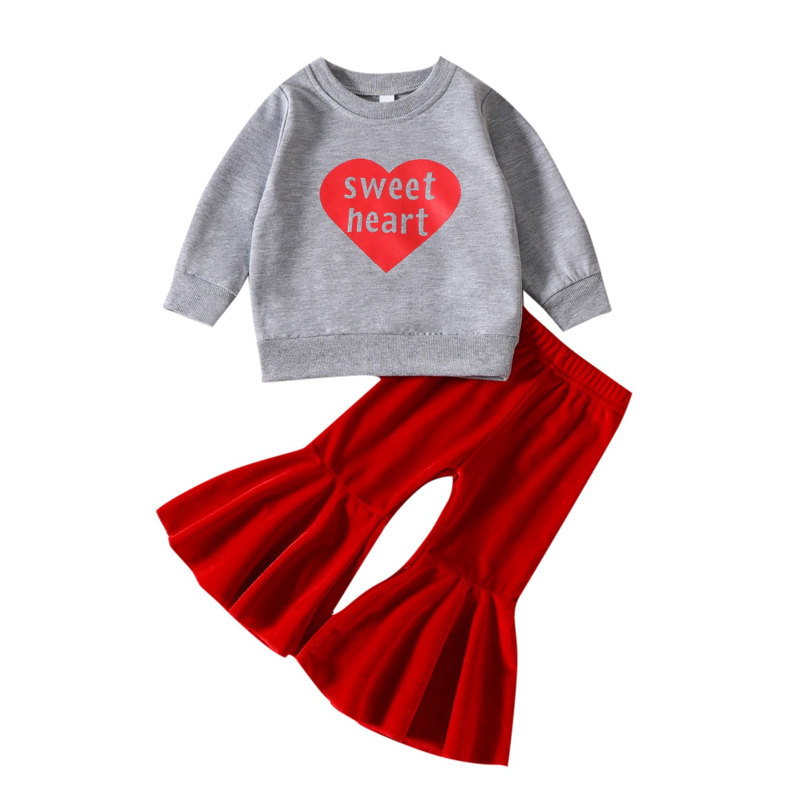 Utlike Girls Outfits Toddler Winter Long Sleeve Heart Prints Pullover ...