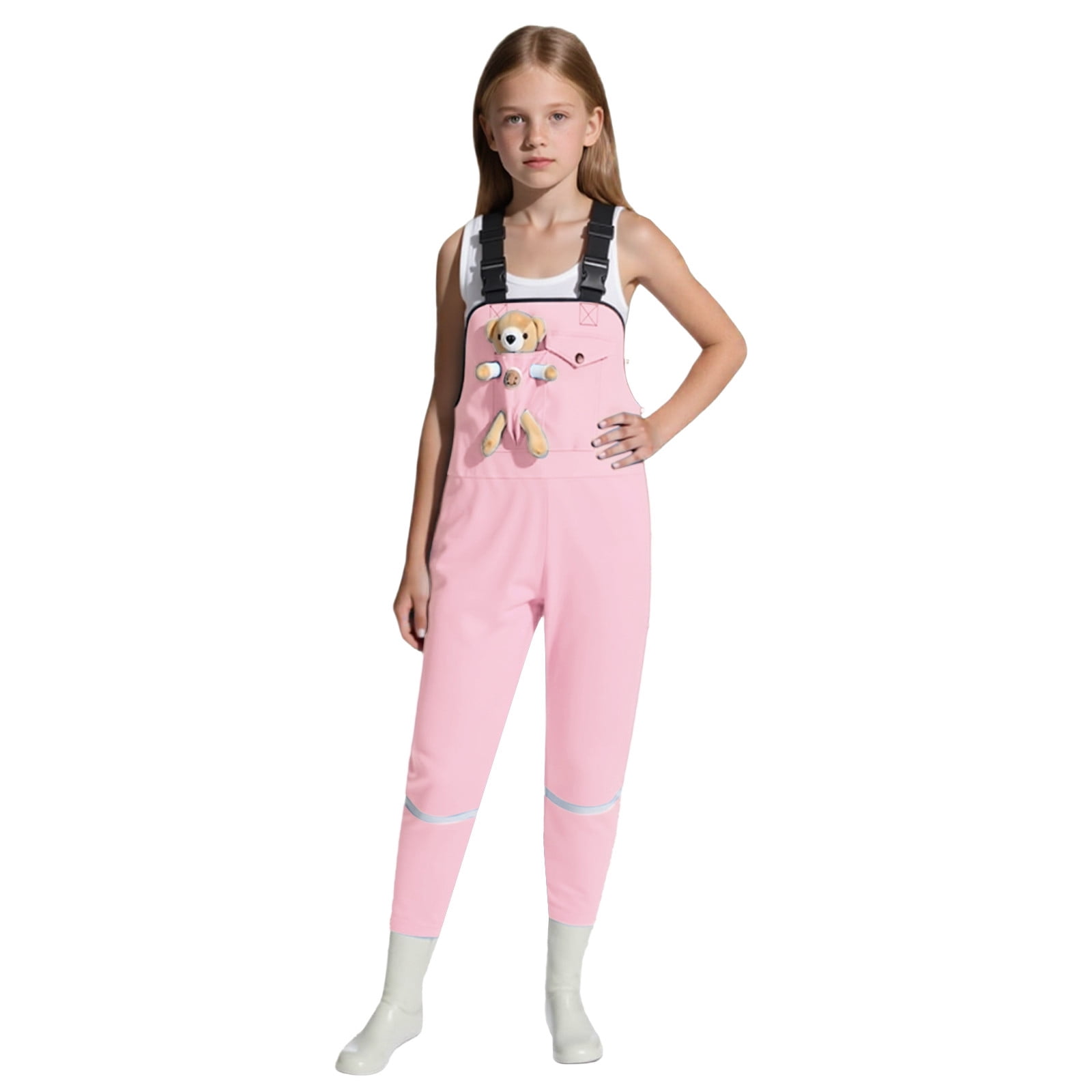 Utlike Girls Romper Children'S Solid Color Water Wading Jumpsuit Waterproof Pants Rain Pants ...