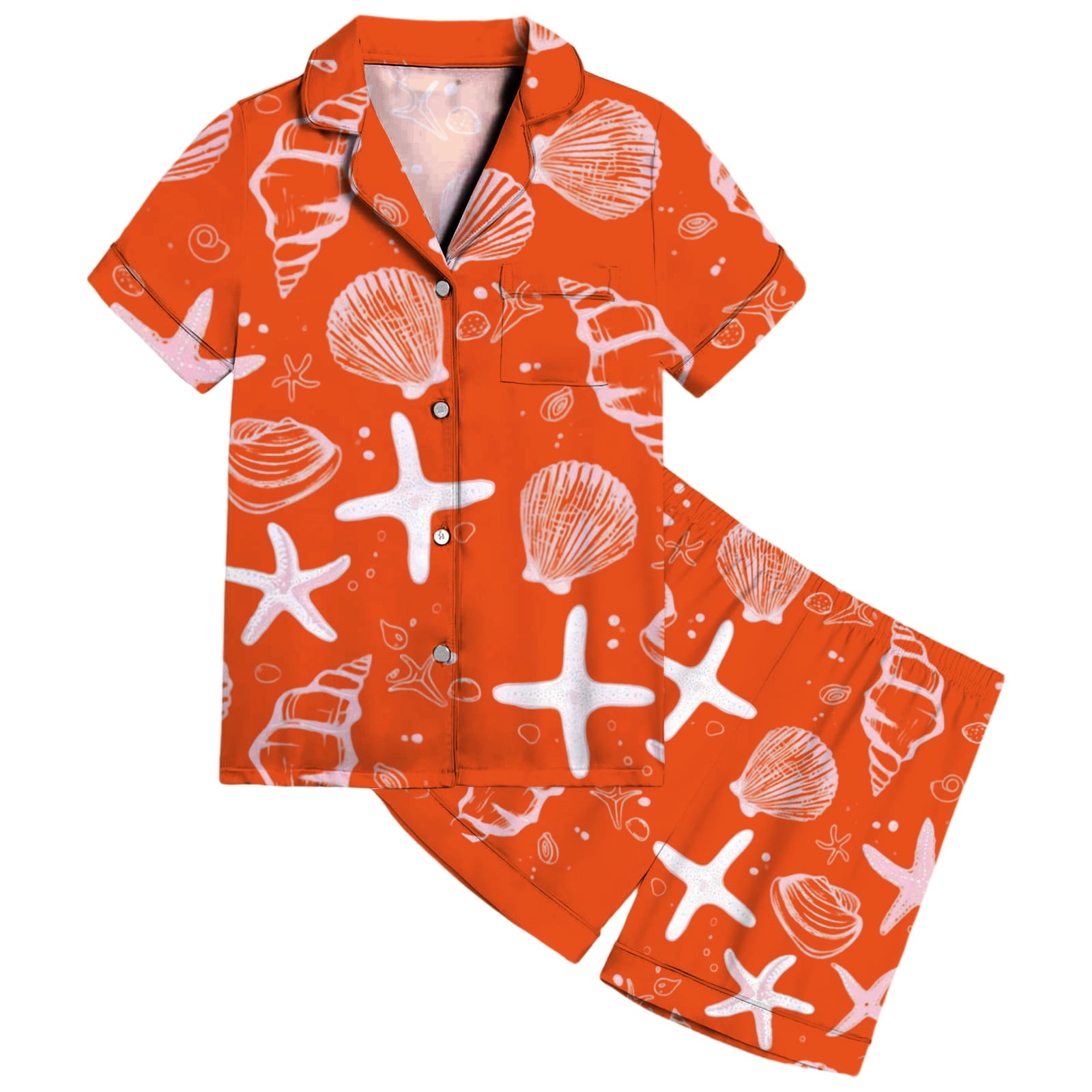 Utlike Girls Silk Satin Pajamas Set Button-Up Classic Collar Short ...