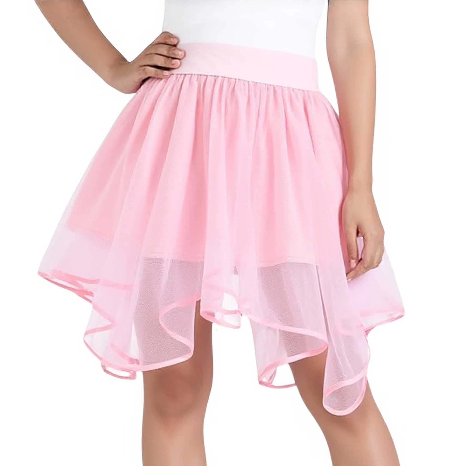Utlike Girls Skirts Solid Color Irregular Holiday Party Tutu Tulle Dance Skirt School Mini Skirt ...