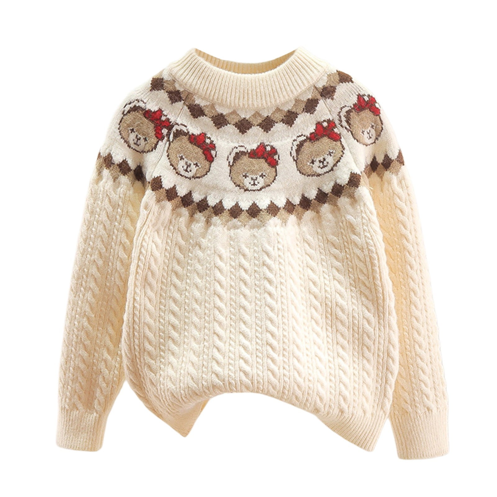 Utlike Girls Sweater Winter Thick Retro Cartoon Thick Pullover Sweaters ...