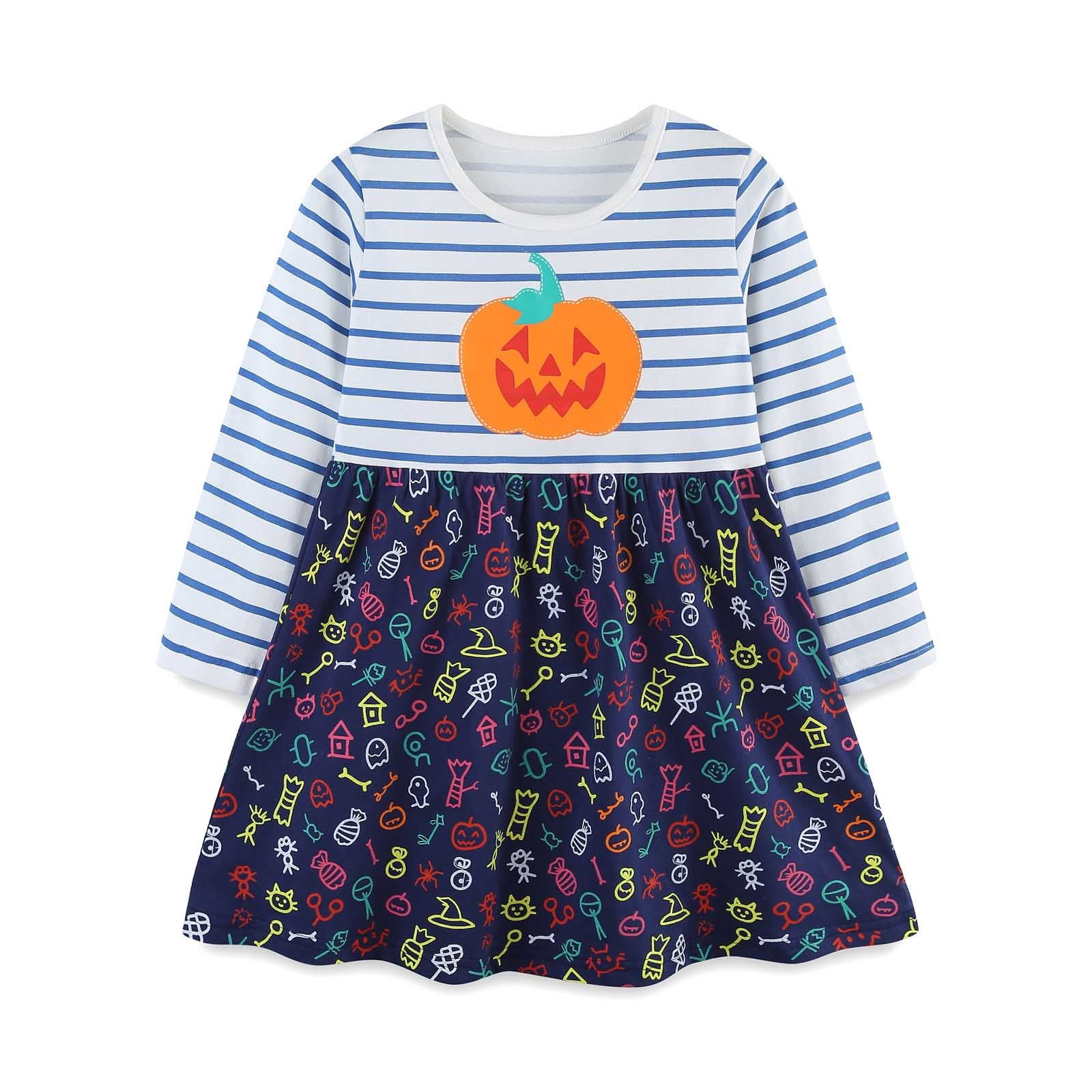 Utlike Halloween Girls Dresses Hallomas Long Sleeve Dress With Cute ...