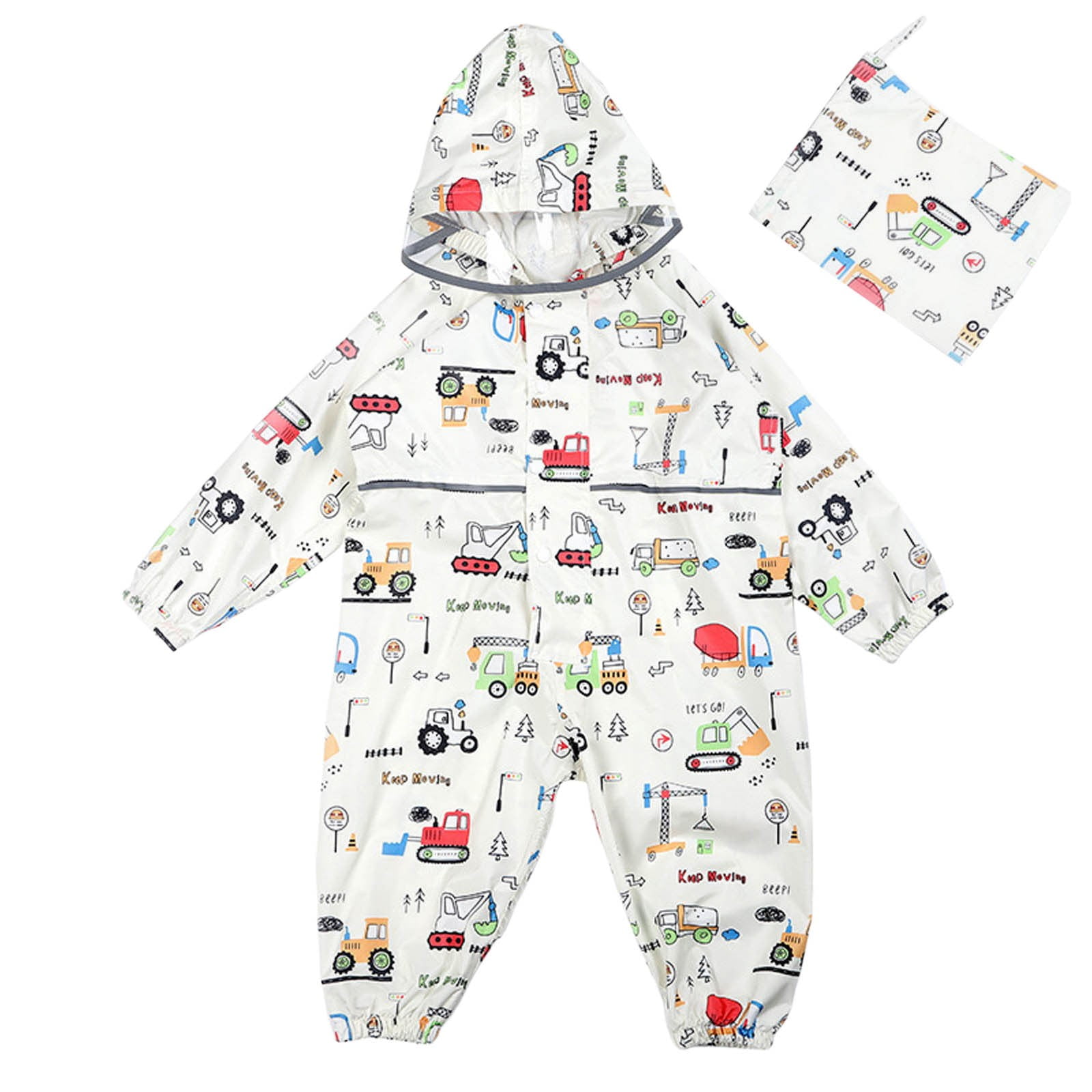Utlike Kids Rain Jacket One-Piece Raincoat Cartoon Print Lightweight ...
