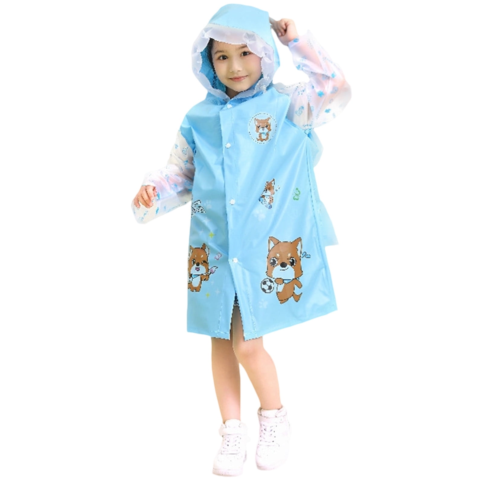 Utlike Kids Rain Poncho Girls Waterproof Raincoat With Inflatable Hood For Kids School ...