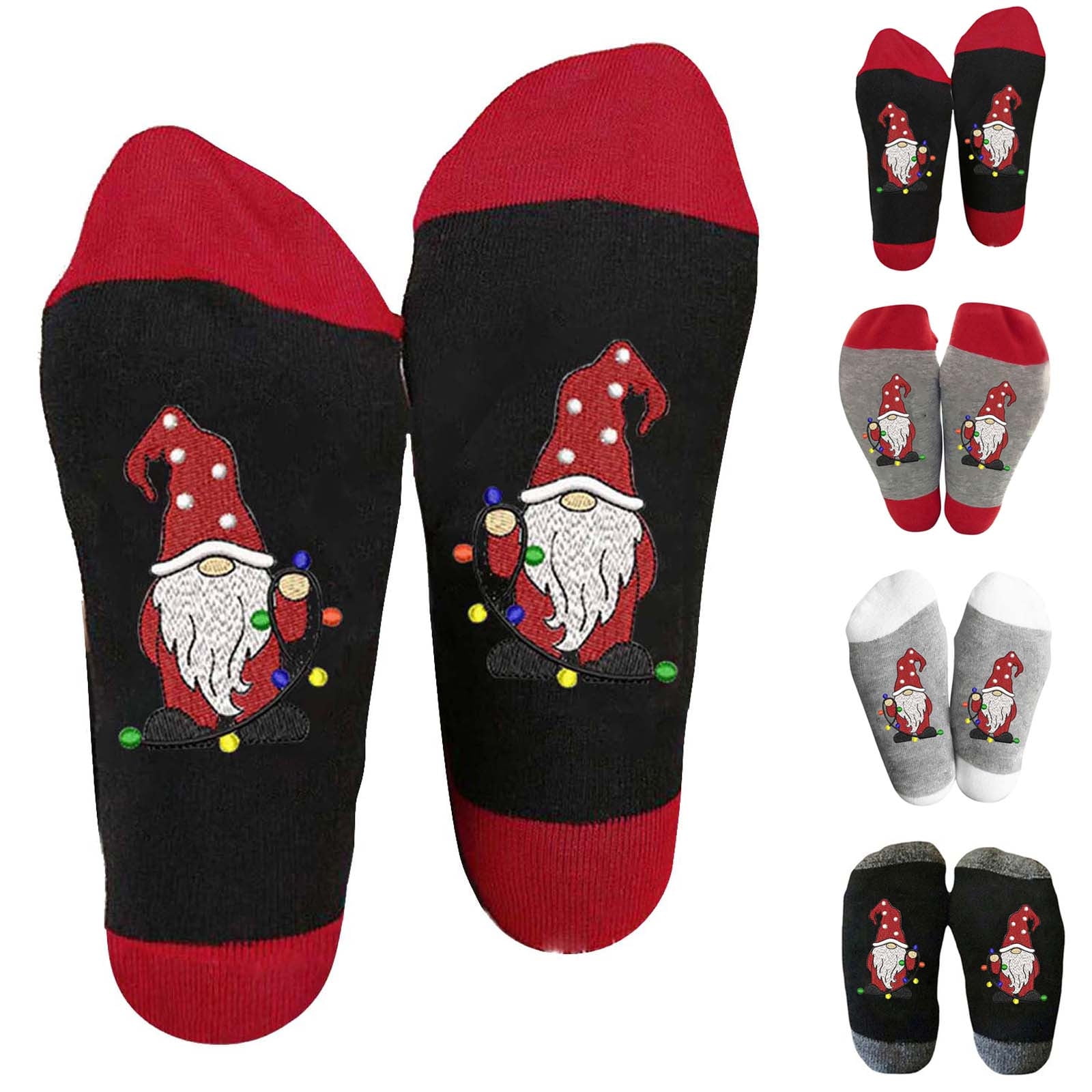 Utoimkio Christmas Socks Unisex Holiday Gnomes Santa Claus Print Mid ...