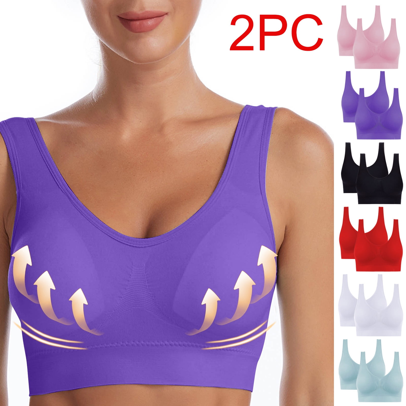 Utoimkio 2 Pack Seamless Sports Bras for Women Wirefree Comfort Breathable Workout Gym Yoga ...