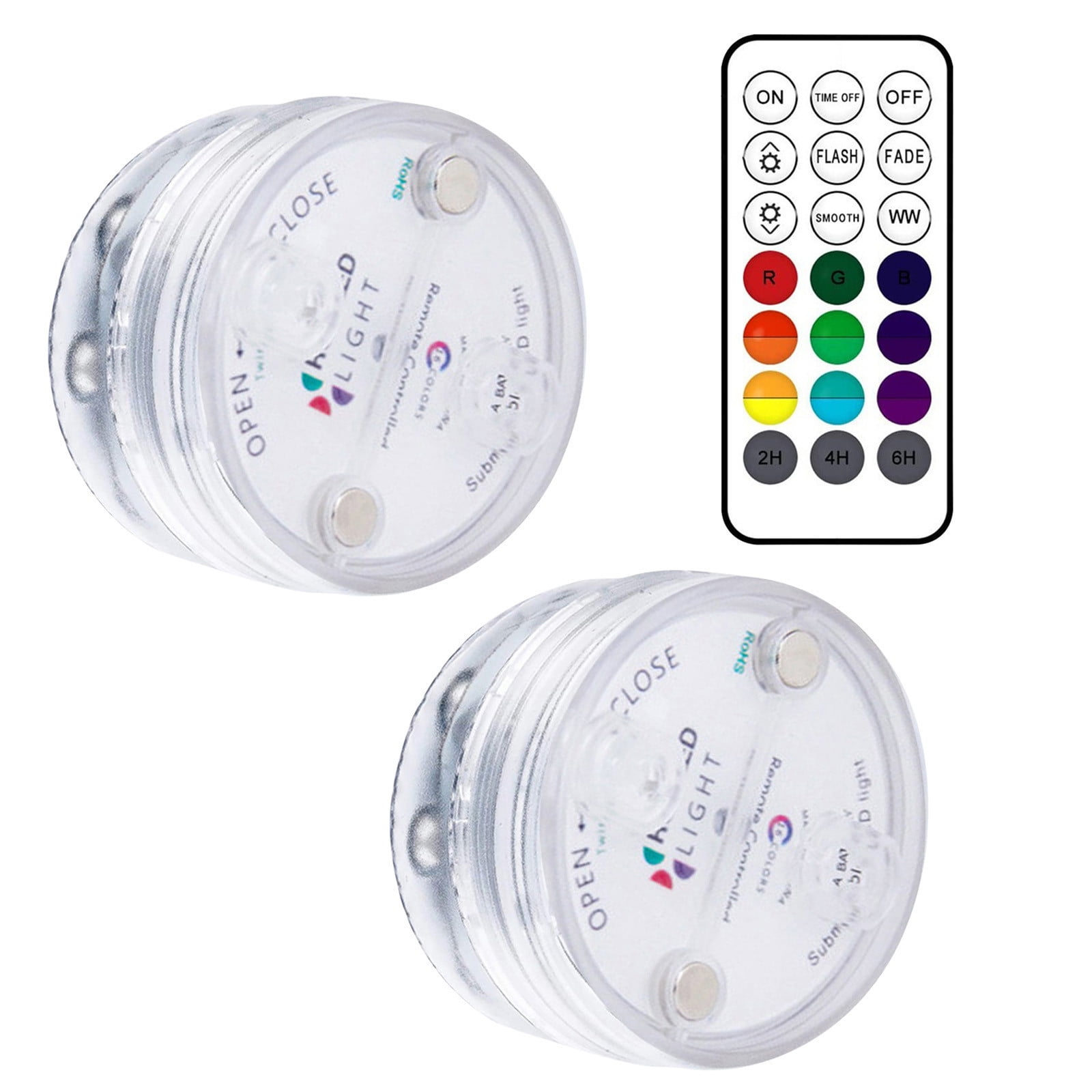 Utoimkio 2 Pack Submersible LED Lights with Suction Cups,Remote Control ...