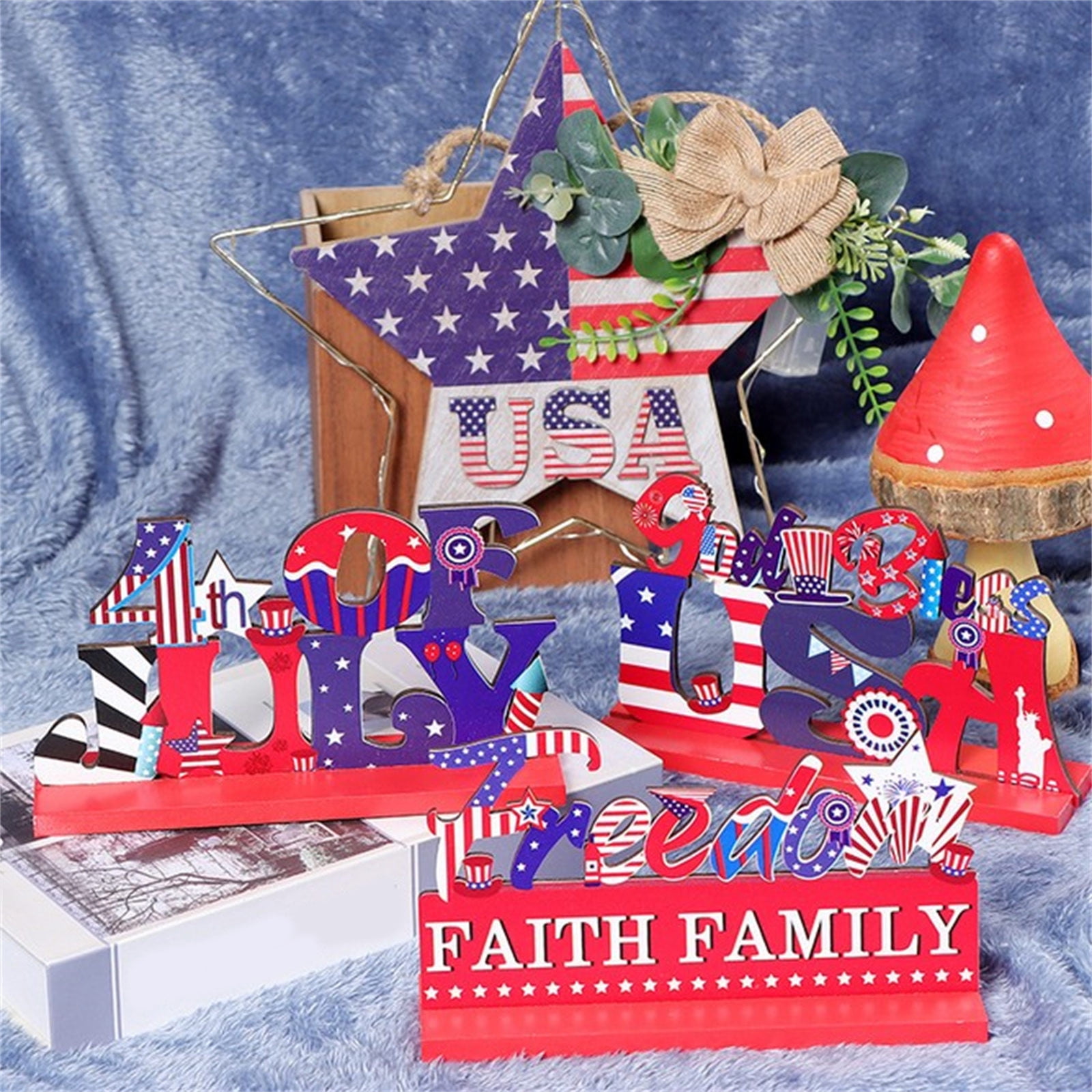 Utoimkio Clearance 4th of July Patriotic Decorations Wooden Letter ...