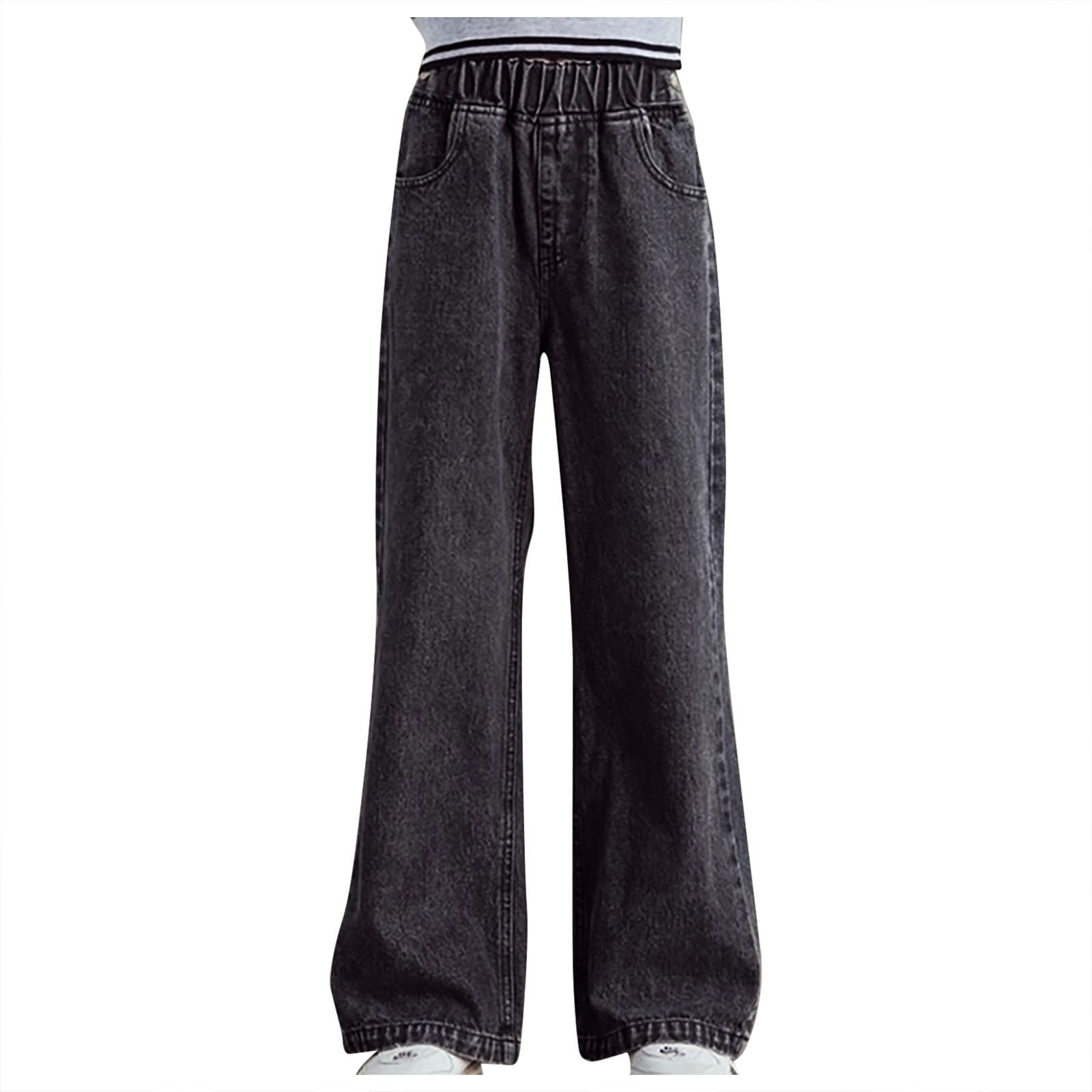 Utoimkio Clearance Girls Flared Jeans Elastic High Waist Denim Pants ...