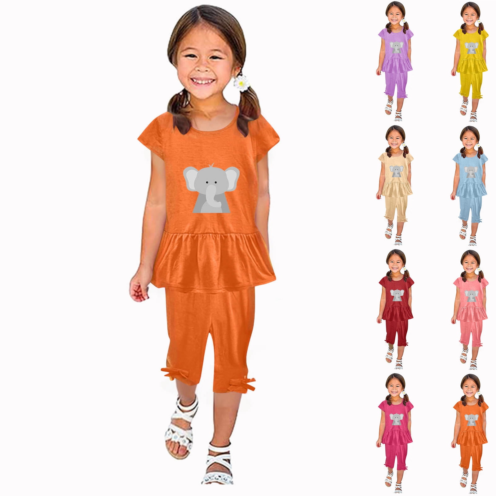 Utoimkio Clearance Girls Shorts Set Kids Cute Print Summer Clothes ...