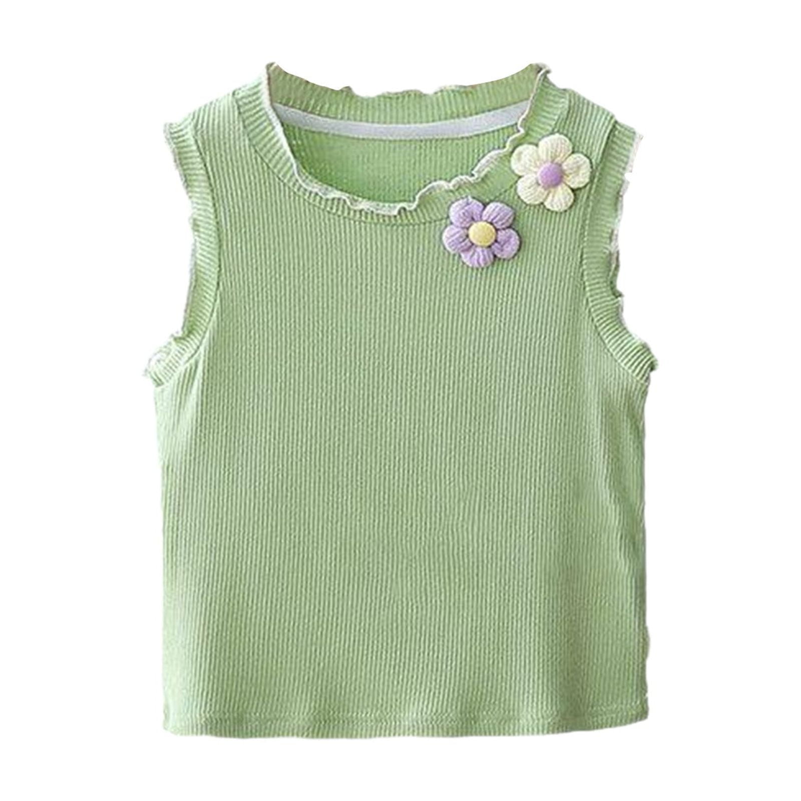 Utoimkio Clearance Little Girls Ribbed Sleeveless Tank Tops Scoop Neck ...