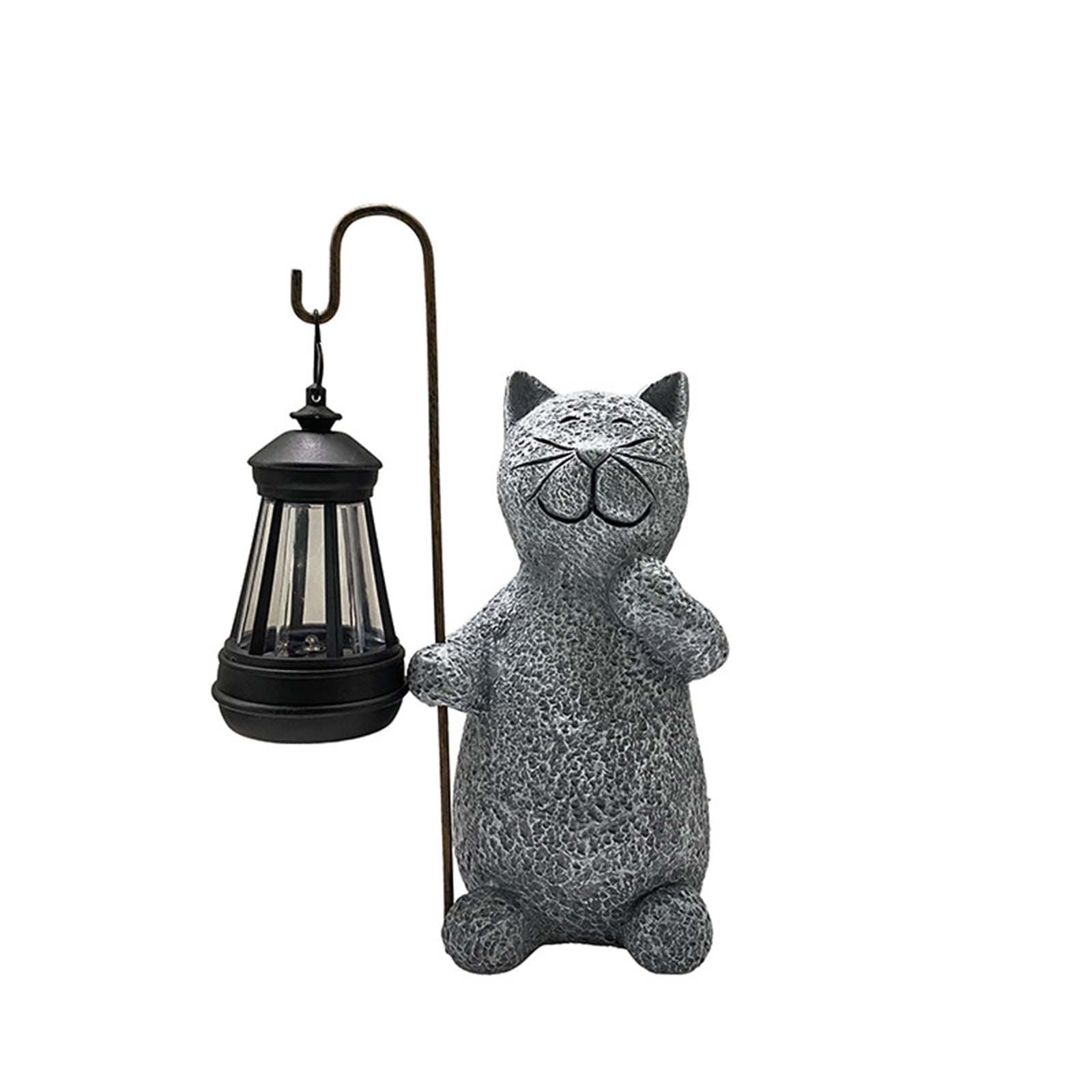 Utoimkio Resin Cat Statue Solar Outdoor Garden Decorations,Resin Cat ...