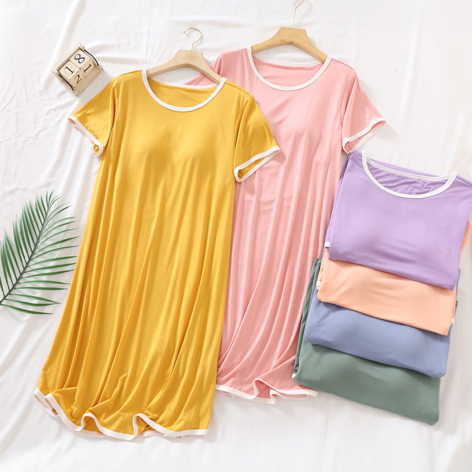 Utoimkio Short Sleeve Nightgowns for Women Plus Size Soft Cotton ...