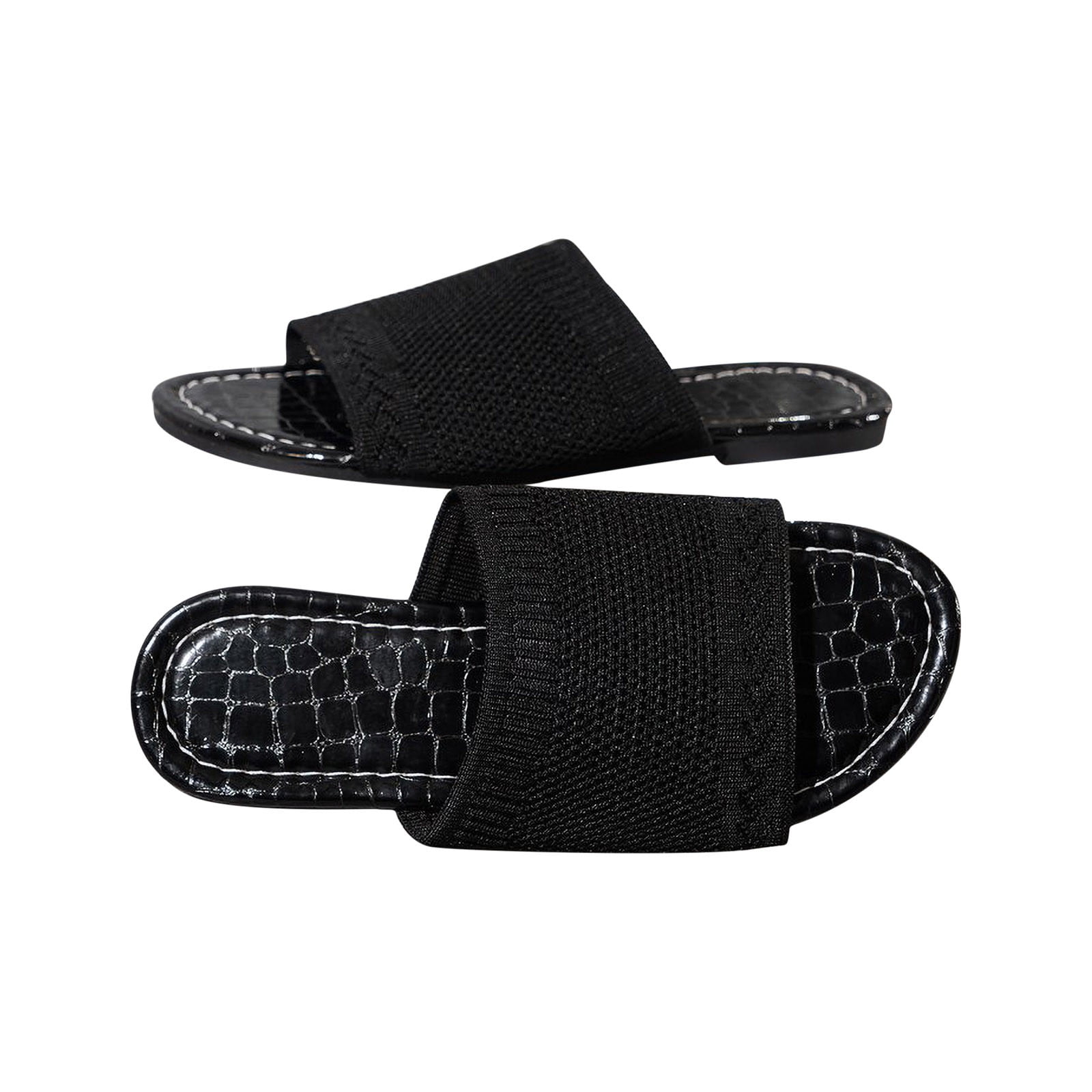 Utoimkio Slide Sandals for Women Flat Bottomed Fly Woven Fabric Flip ...