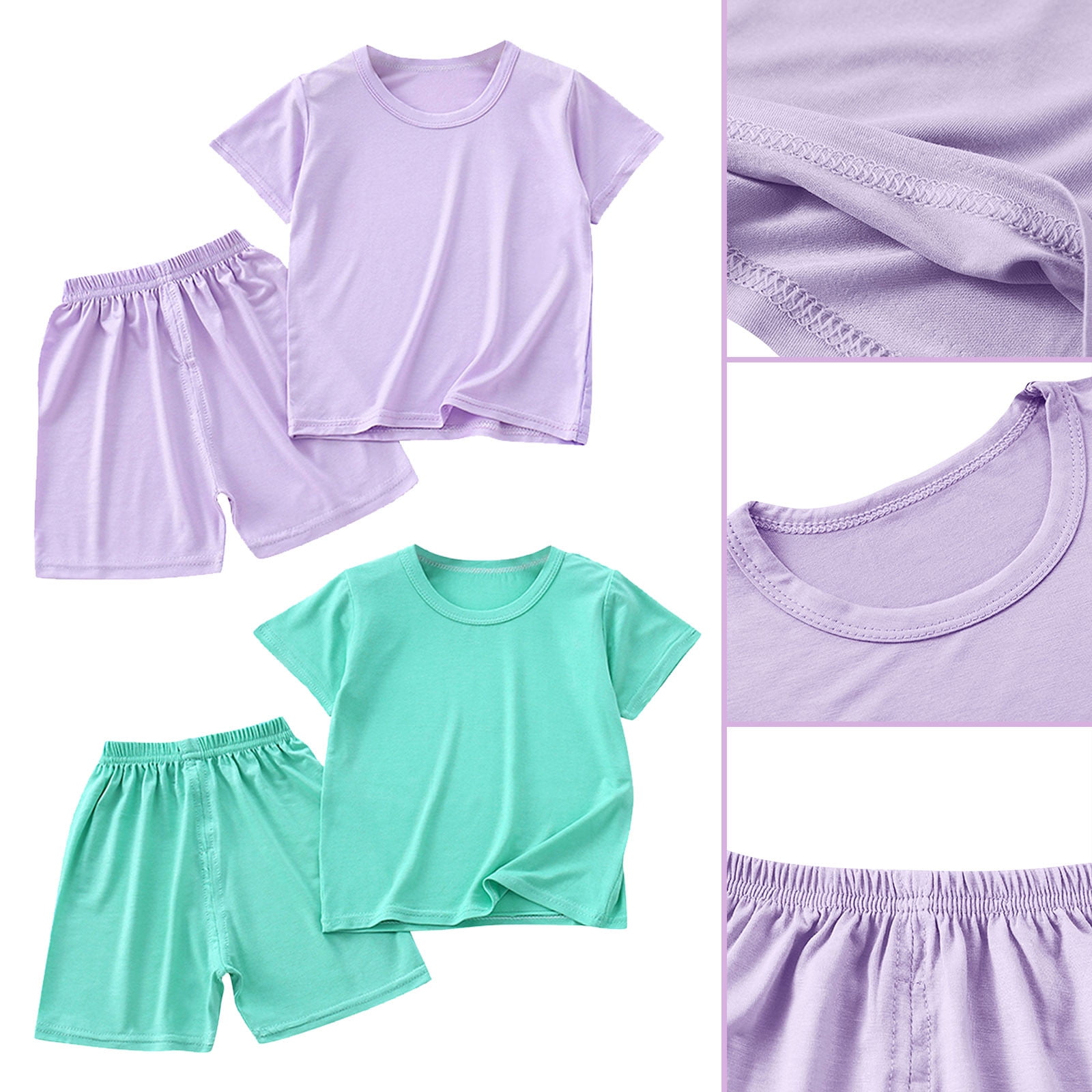 Utoimkio Toddler Baby Boy Girls Shorts Set Kids Solid Color Clothes ...