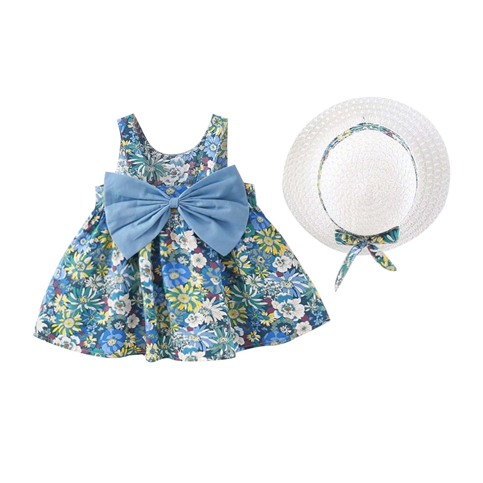 Utoimkio Toddler Baby Girl Summer Outfits Overalls Floral Print Tutu Dress Summer Casual ...