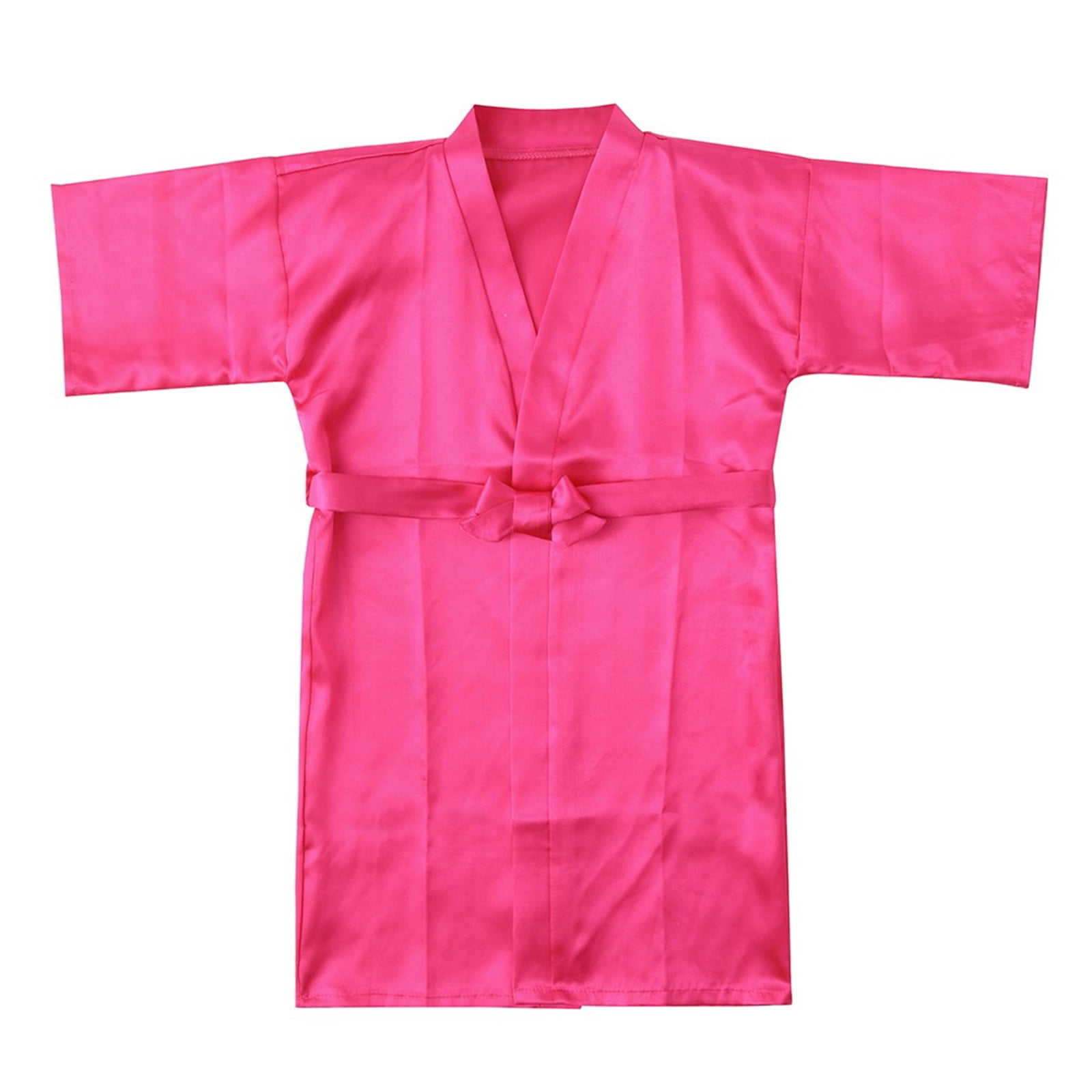 Utoimkio Toddler Girls Satin Kimono Robe Solid Girl Bath Robes Spa ...
