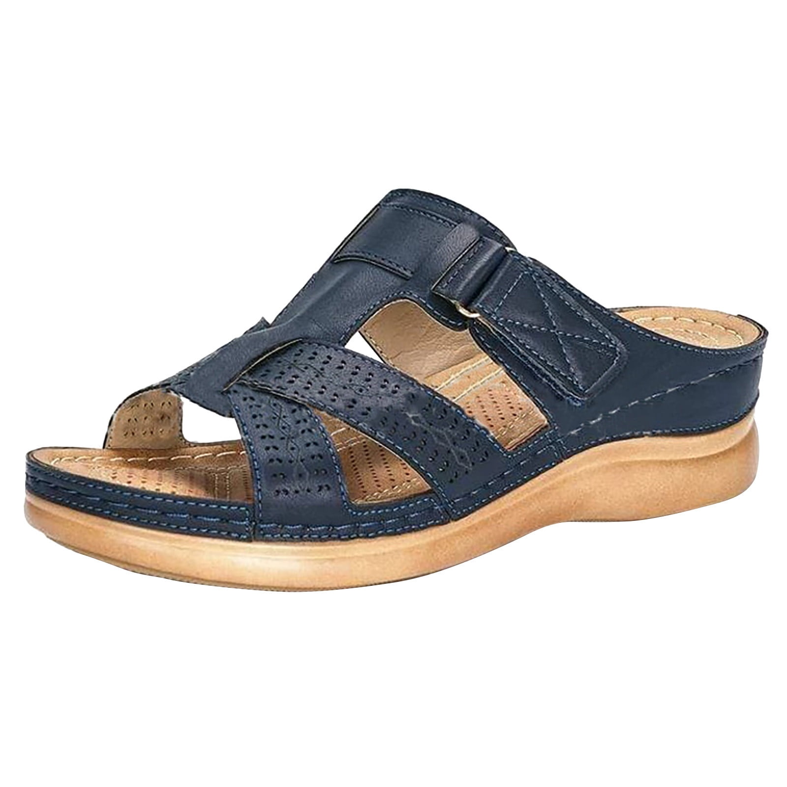 Utoimkio Wedge Sandals for Women Wide Width Summer Casual Beach Sandals ...