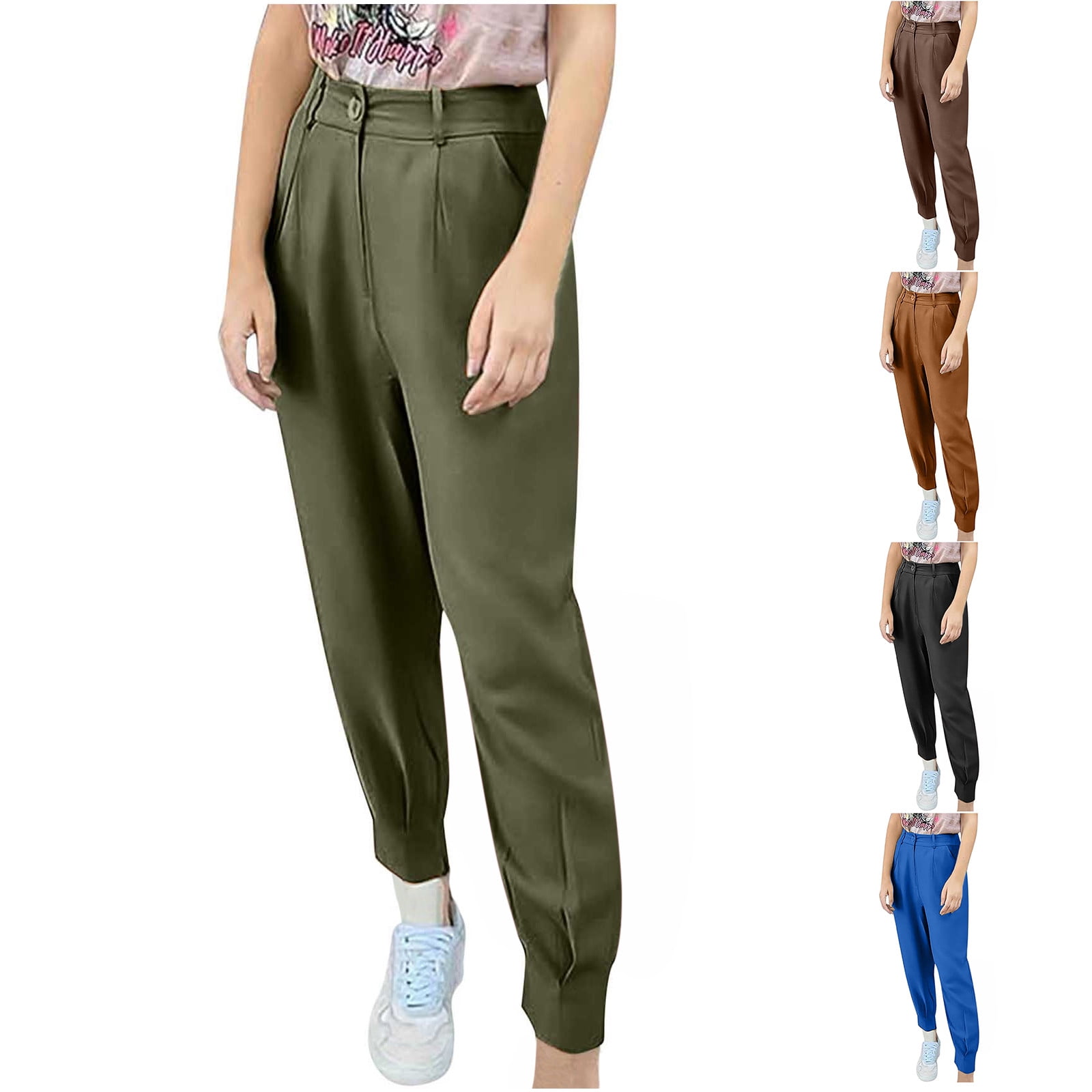 Utoimkio Women's Casual Work Office Dress Pants High Waisted Straight ...