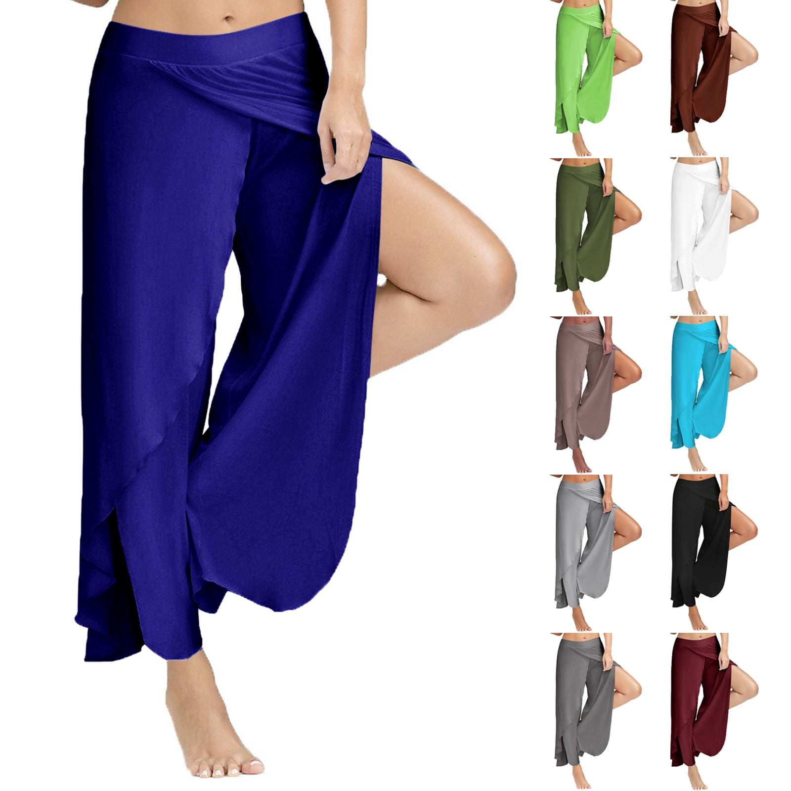 Utoimkio Clearance Women's Wide Leg Flowy Pants Summer Casual Loose ...