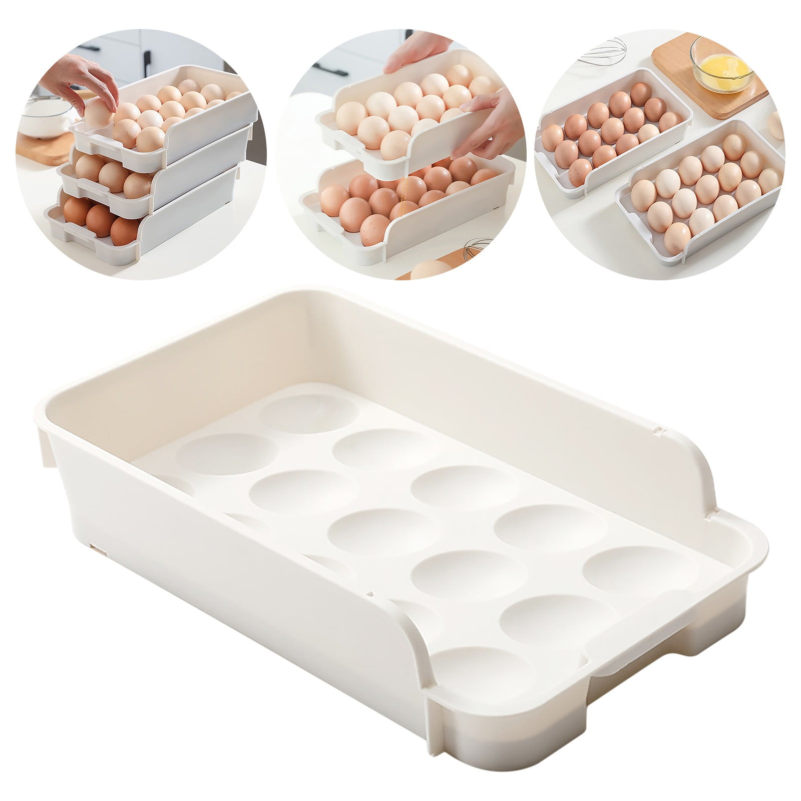 Utoimkio Egg Holder for Refrigerator,15 Egg Fresh Storage Box for ...