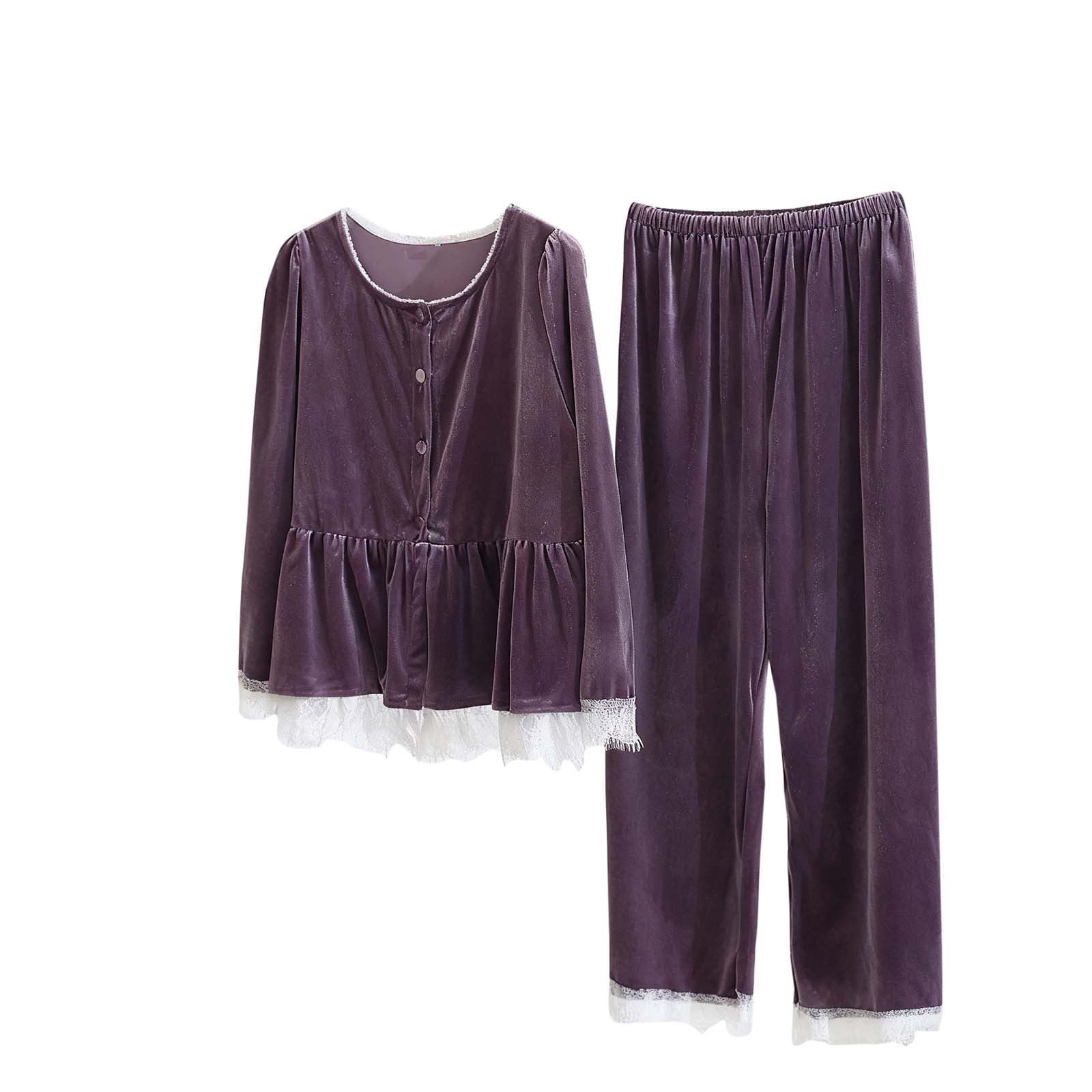 Utoimkio Fall Winter Pajamas Set for Women Long Sleeve Button Down ...
