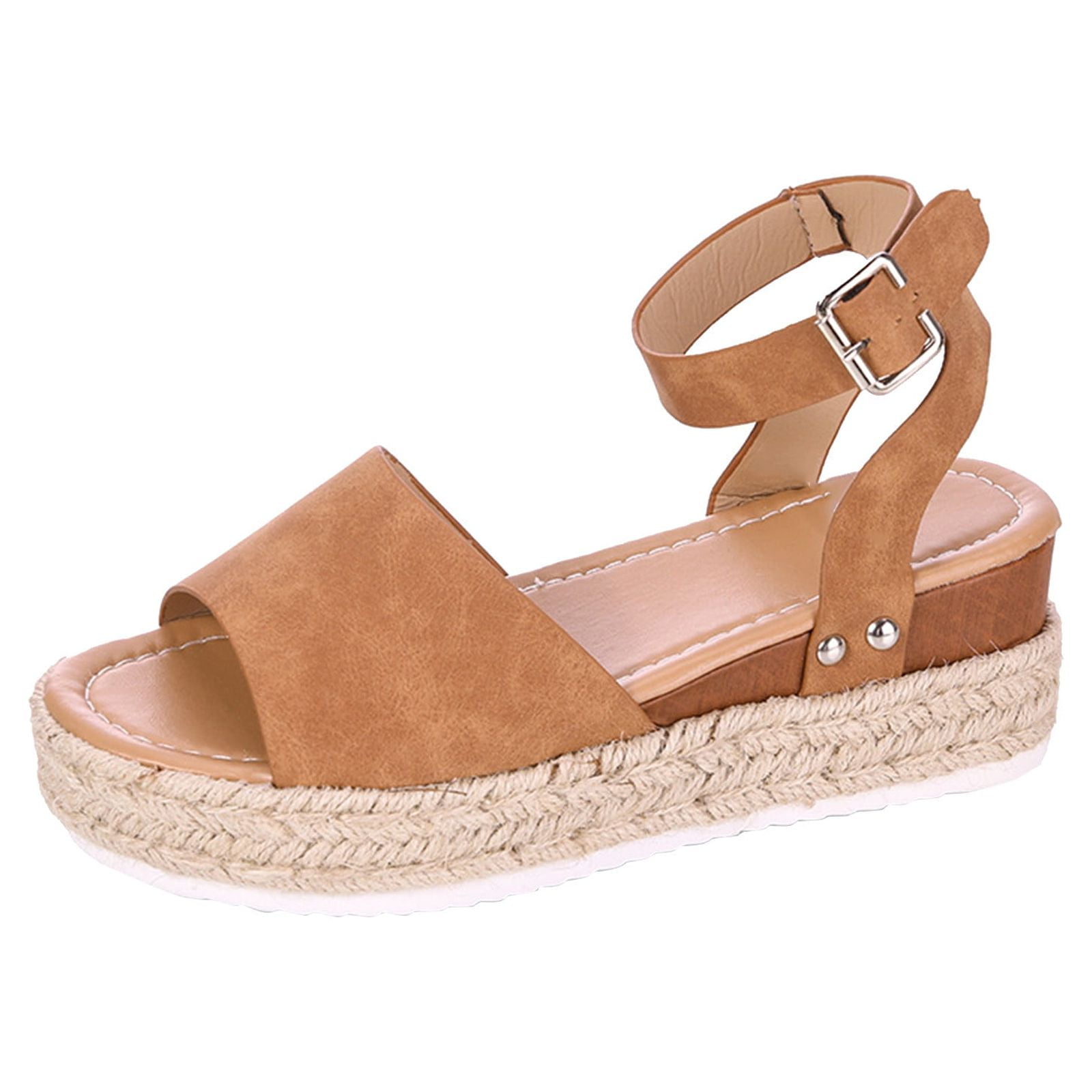 Utoimkio Flat Sandals for Women Under $10 Women's Casual Peep Toe ...