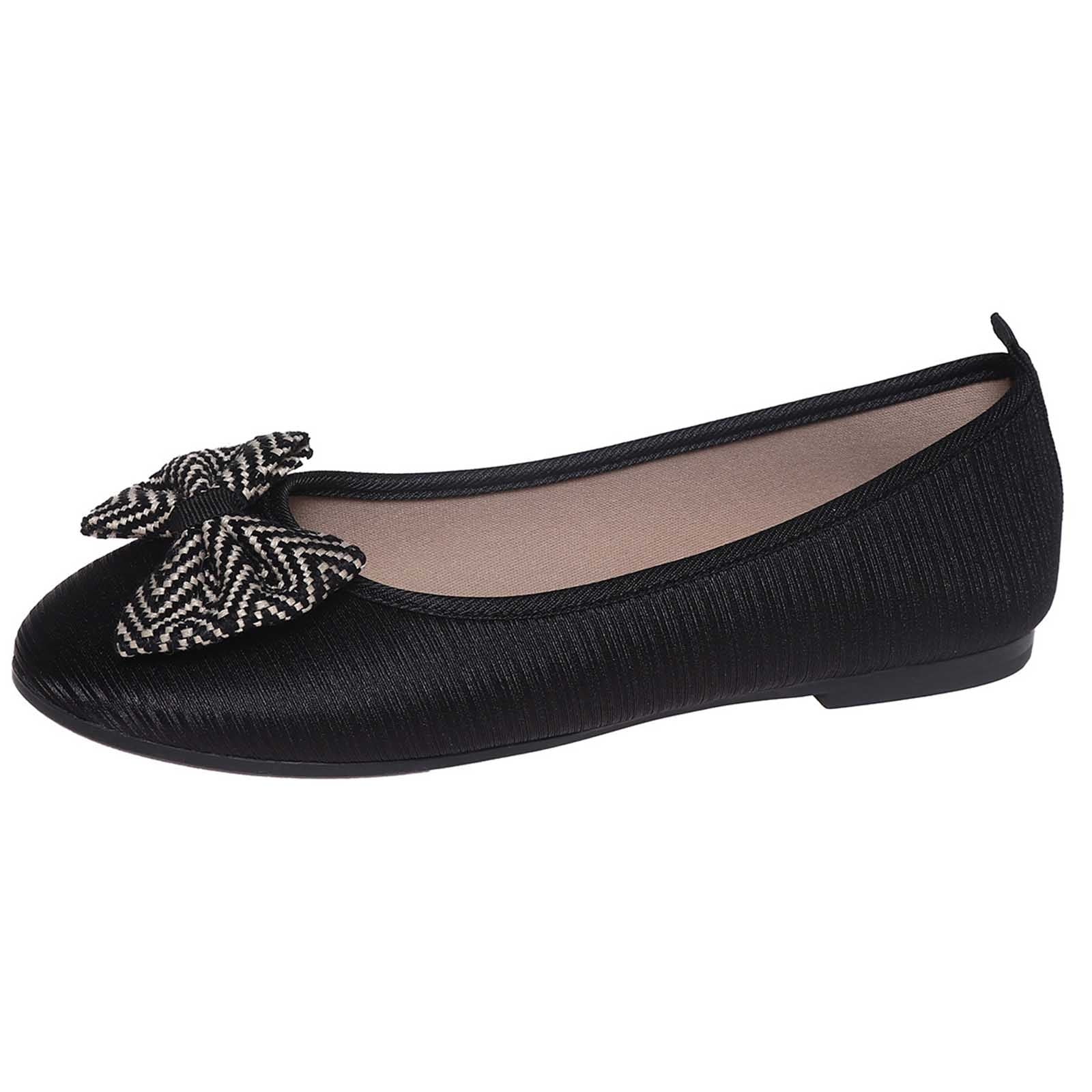 Utoimkio Flat Work Flats for Women Office Casual Bowknot Closed Toe ...