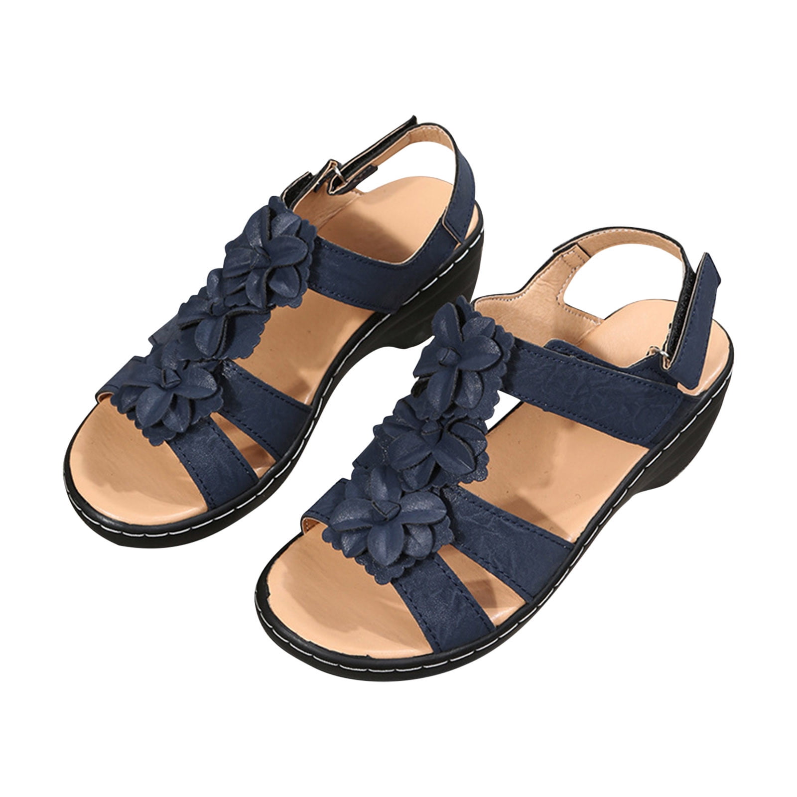 Utoimkio Flower Wedge Sandals for Women Summer Open Toe Beach Sandals ...
