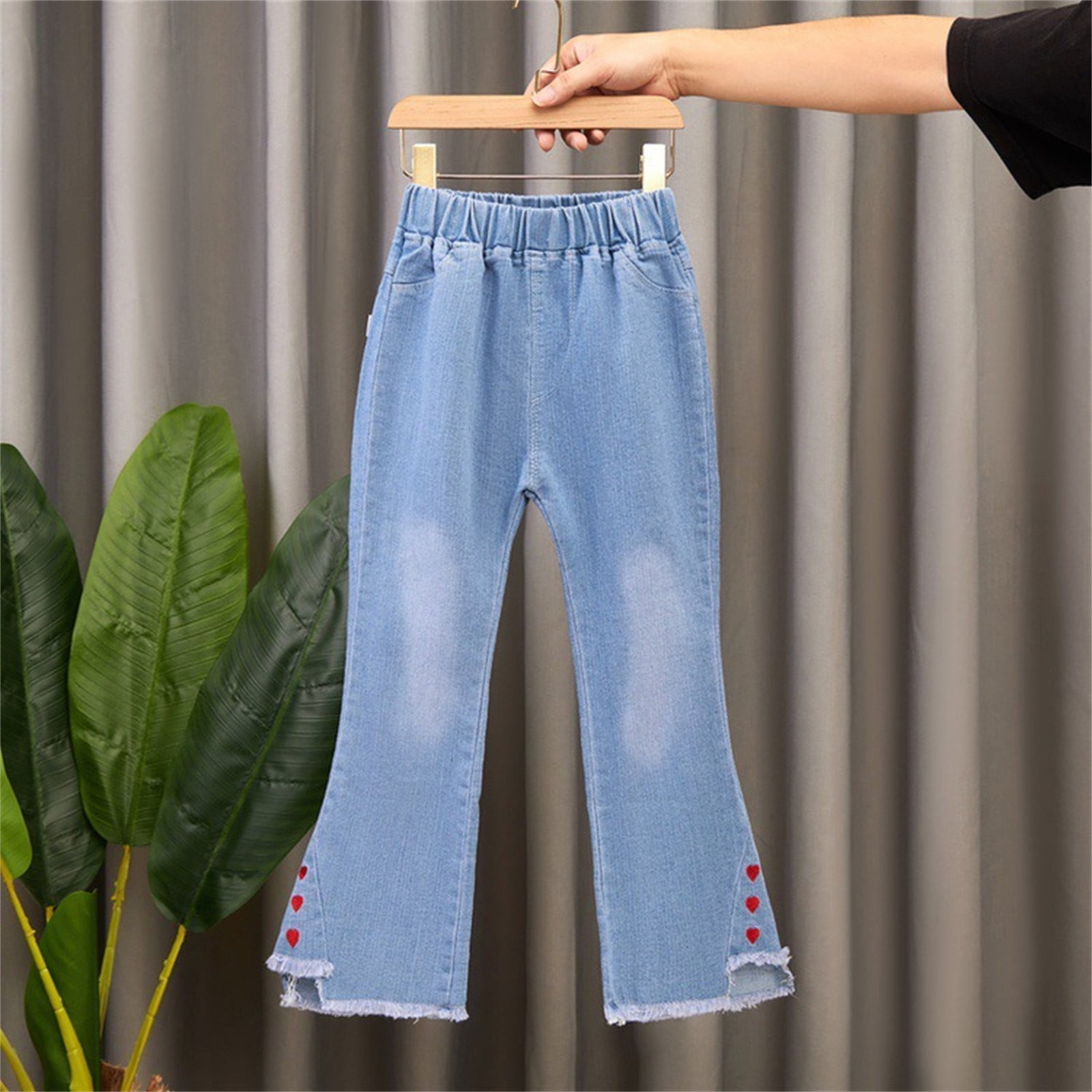 Utoimkio Girls Flared Jeans Kids Cute Bowknot Bell Bottom Denim Pants ...