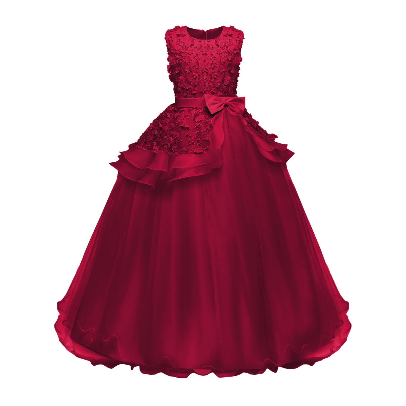 Utoimkio Girls Long Evening Gown Dress Summer Mesh Maxi Dress Short ...