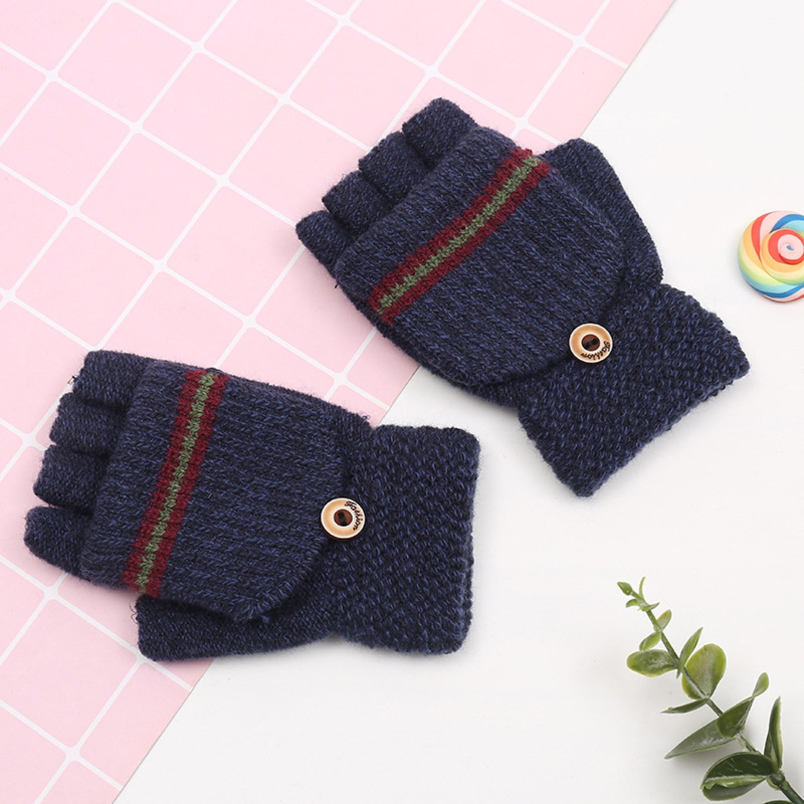 Utoimkio Kids Fingerless Gloves Convertible Flip Top Gloves Winter Warm ...
