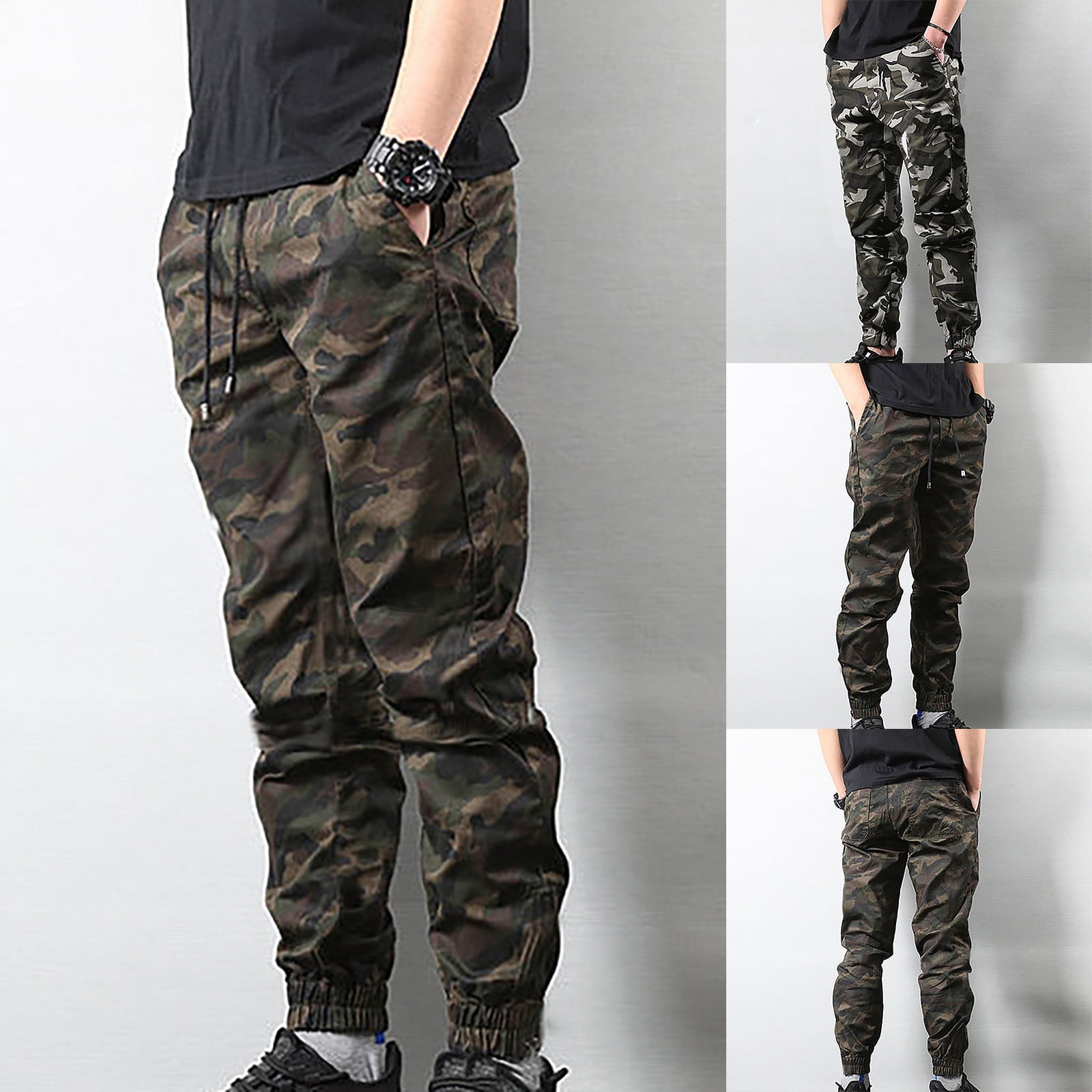 Utoimkio Men's Camo Cargo Pants Lightweight Loose Fit Jogger Pants ...