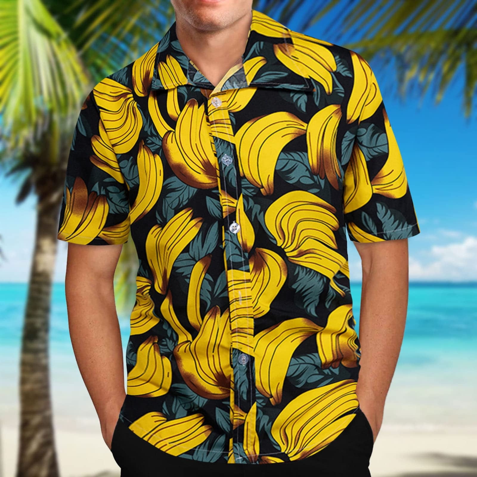 Utoimkio Mens Casual Hawaiian Shirts Short Sleeve Button Down T Shirts