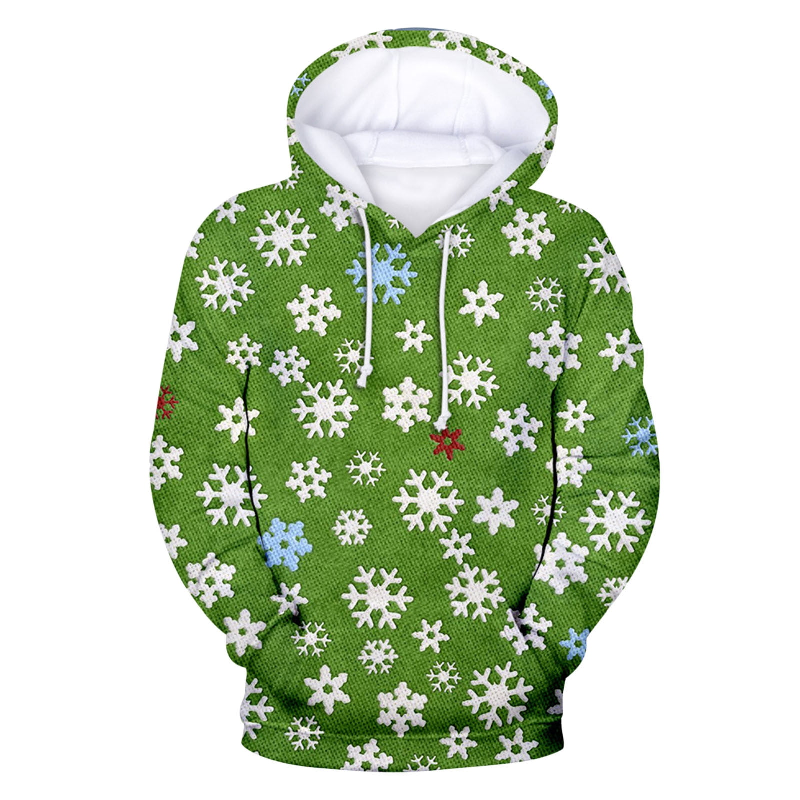 Utoimkio Men's Christmas 3D Snowflake Print Hooded Sweatshirts Pullover ...