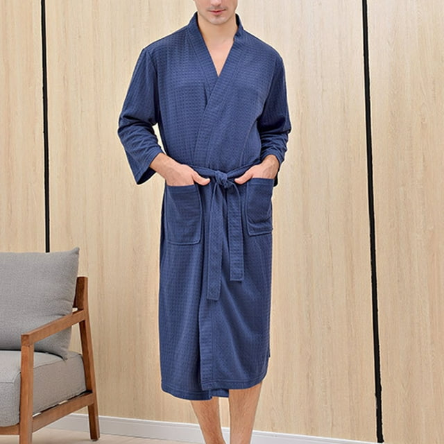 Utoimkio Men's Cotton Robe Plus Size Bathrobe Lightweight Spa Soft Sleepwear Full Length ...