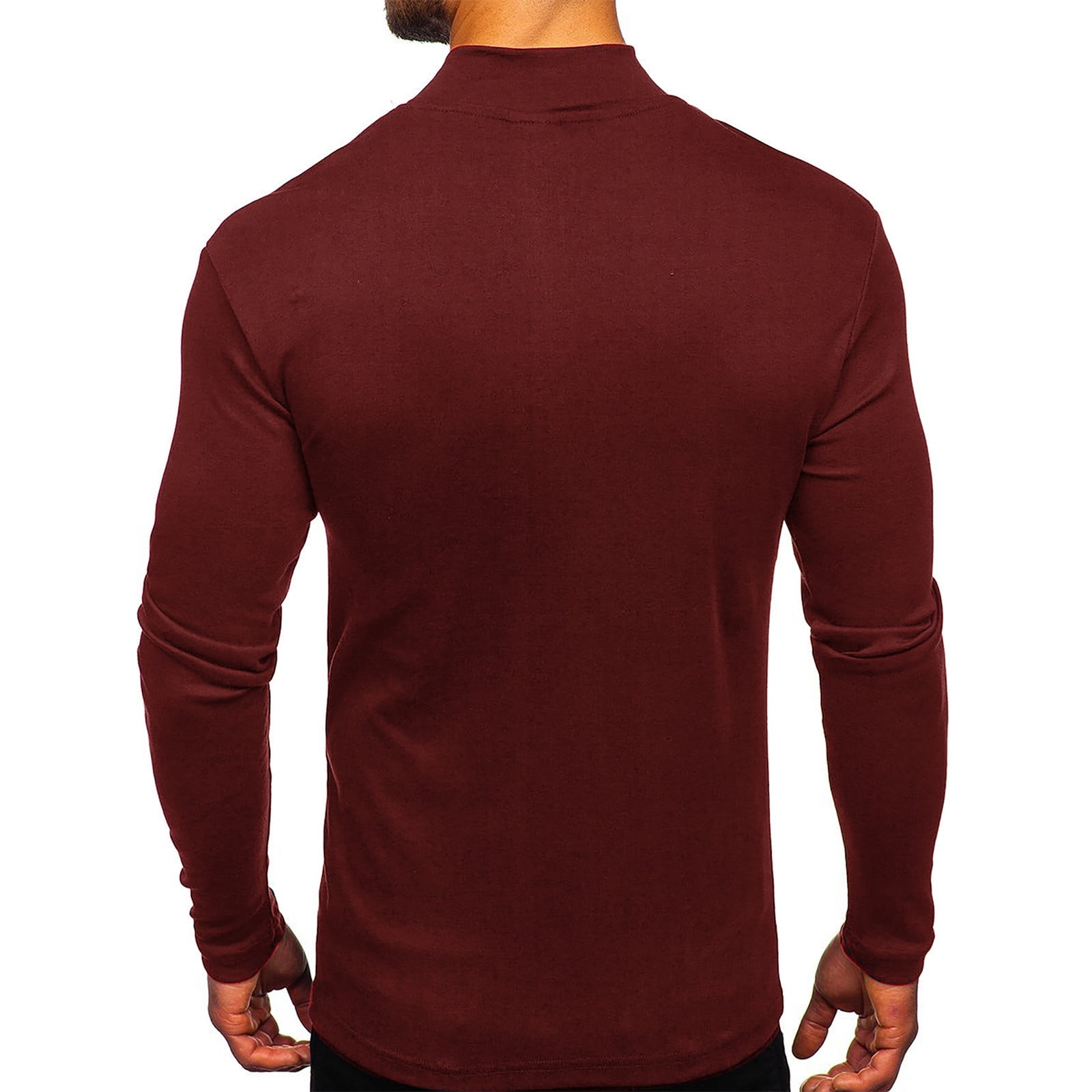 Utoimkio Men's Mock Turtleneck T-Shirts Long Sleeve Crewneck Pullover Sweater Basic Designed ...