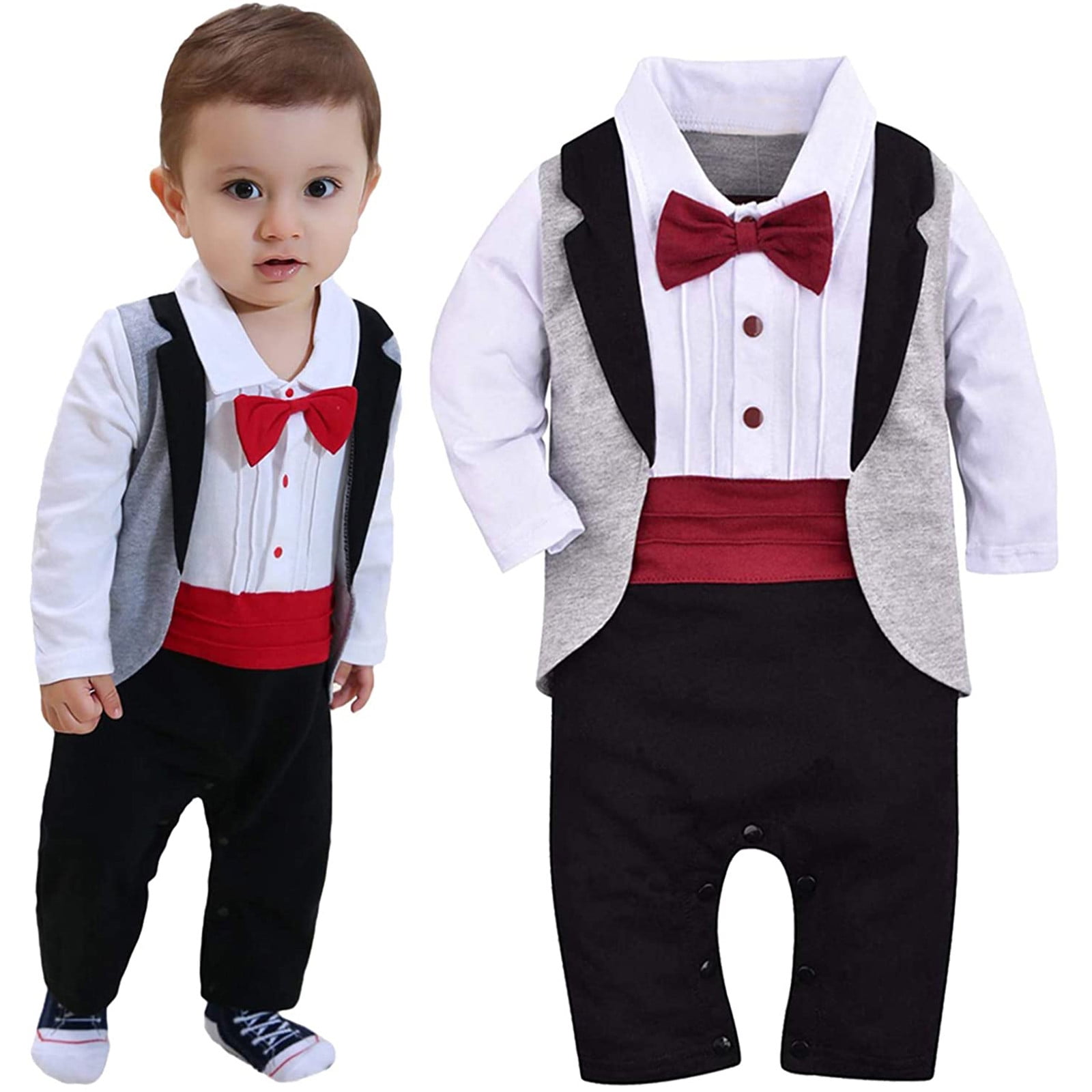 Utoimkio Newborn Baby Boy Romper Tuxedo Jumpsuit Gentleman One Piece ...