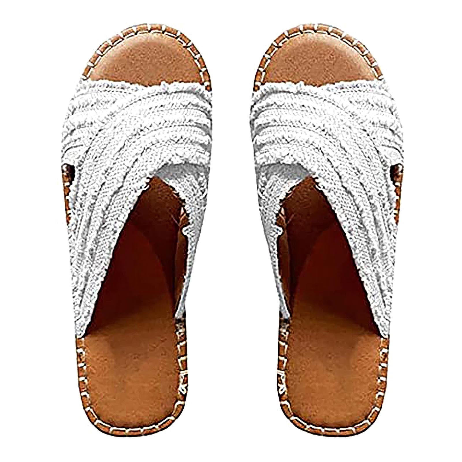 Utoimkio Open Toe Flat Sandals for Women Summer Casual Beach Sandals ...