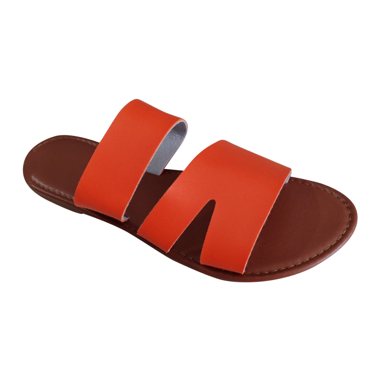 Utoimkio Open Toe Flat Sandals For Women Summer Casual Footbed Slide Sandals For Women Slip On