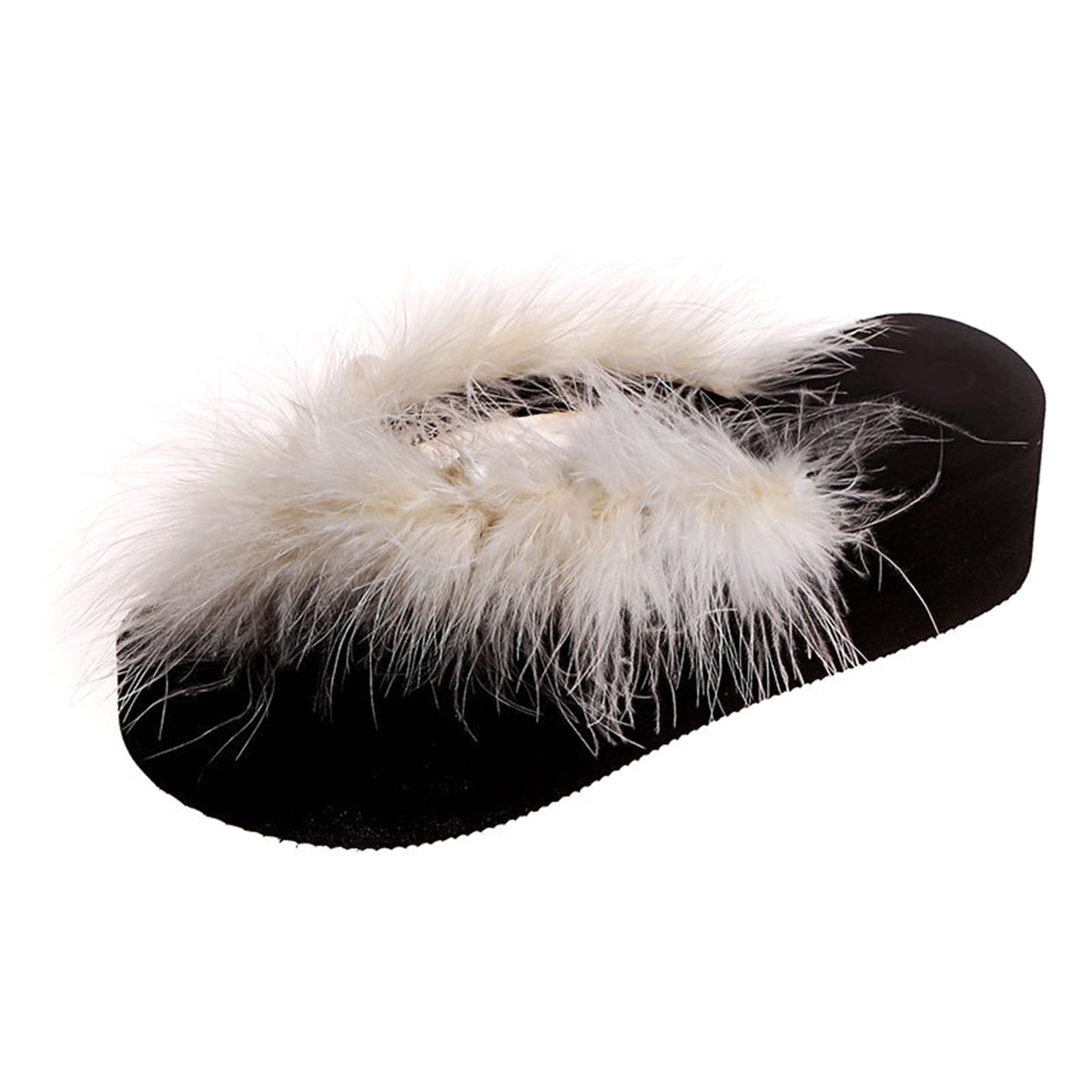 Utoimkio Platform Sandals for Women Muffin Thick Bottom Plush Slippers ...