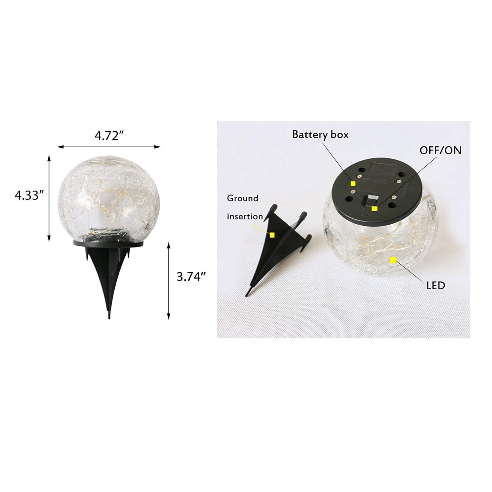 Utoimkio Solar Ground Lights,Solar LED Globe Powered Garden Light ...