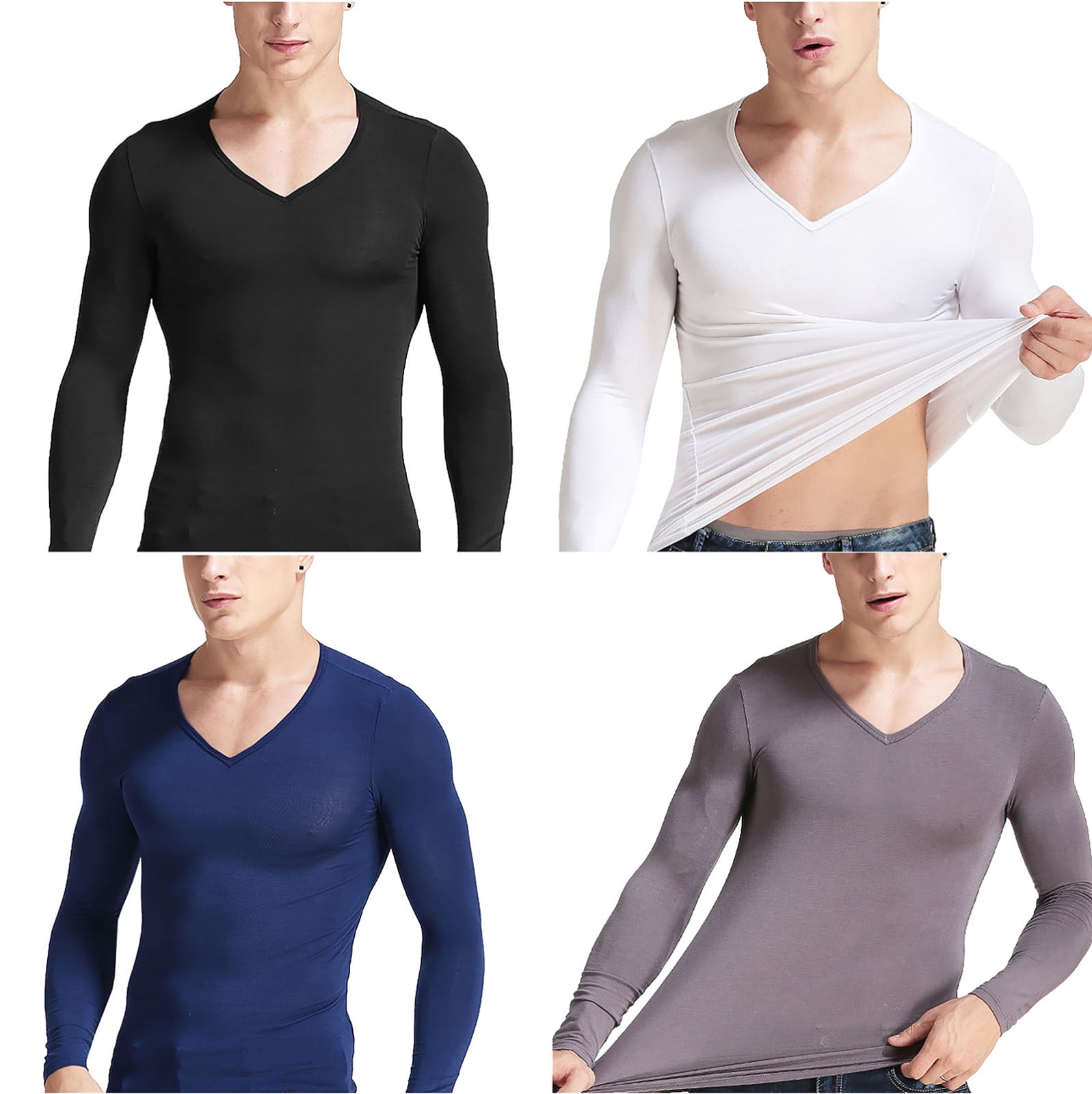 Utoimkio Thermal Underwear for Men Ultra Soft Long Sleeve Slim Fit Warm ...