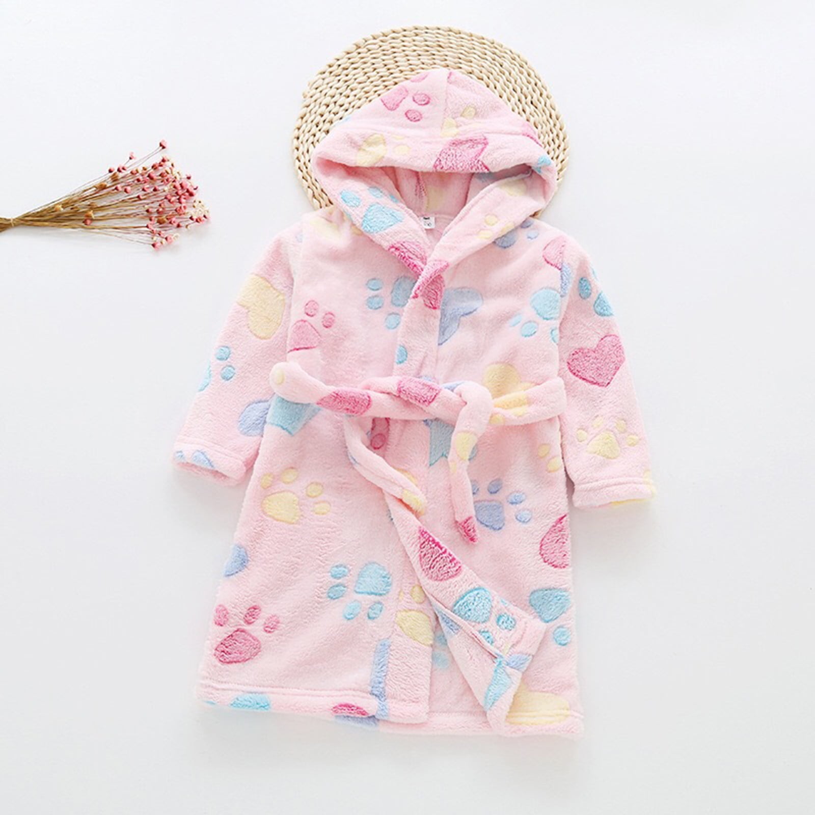 Utoimkio Toddler Baby Boys Girls Hooded Bathrobe Soft Flannel Bath Robe ...