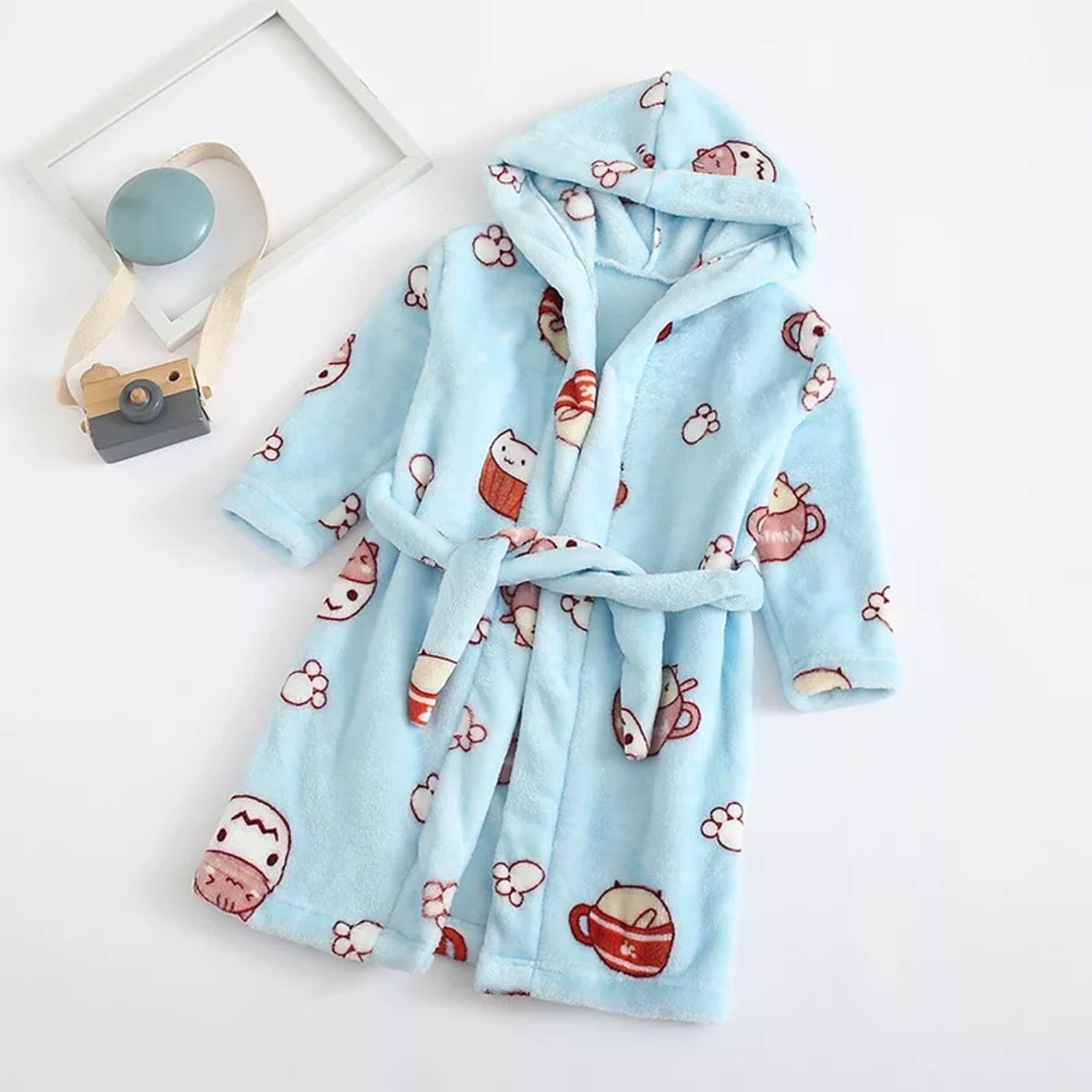 Utoimkio Toddler Baby Boys Girls Hooded Bathrobe Soft Flannel Bath Robe ...