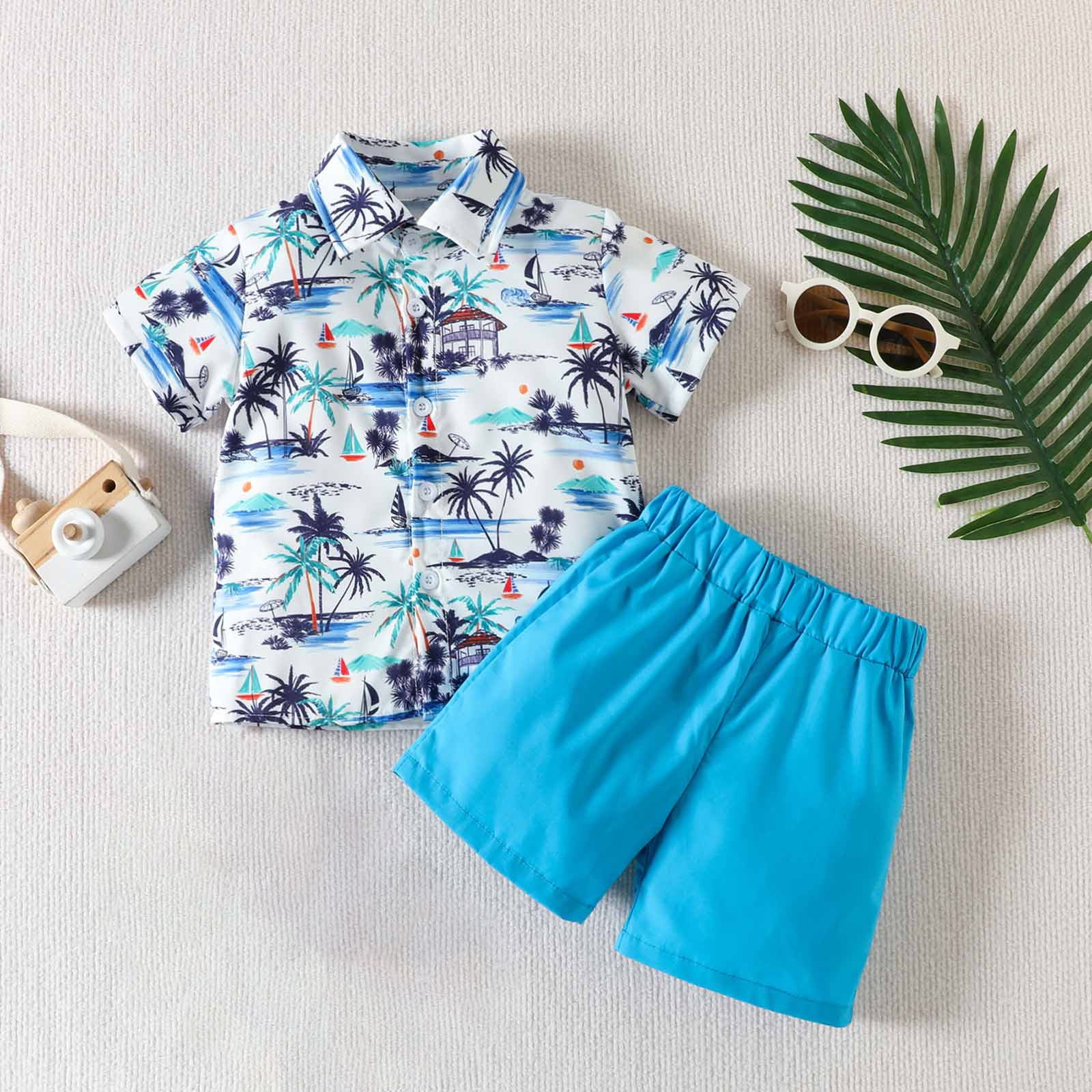 Utoimkio Toddler Baby Boys Summer Clothes Short Sleeve Button Down Shirt Tops+Short Pants Two ...